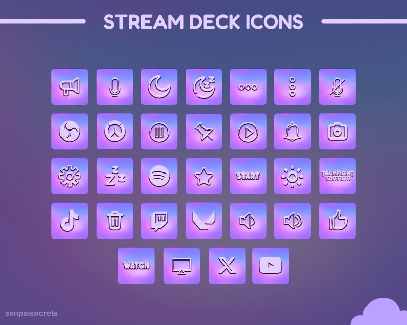 134 Stream Deck Icons Cotton Candy Elgato Stream Deck Purple Red ...