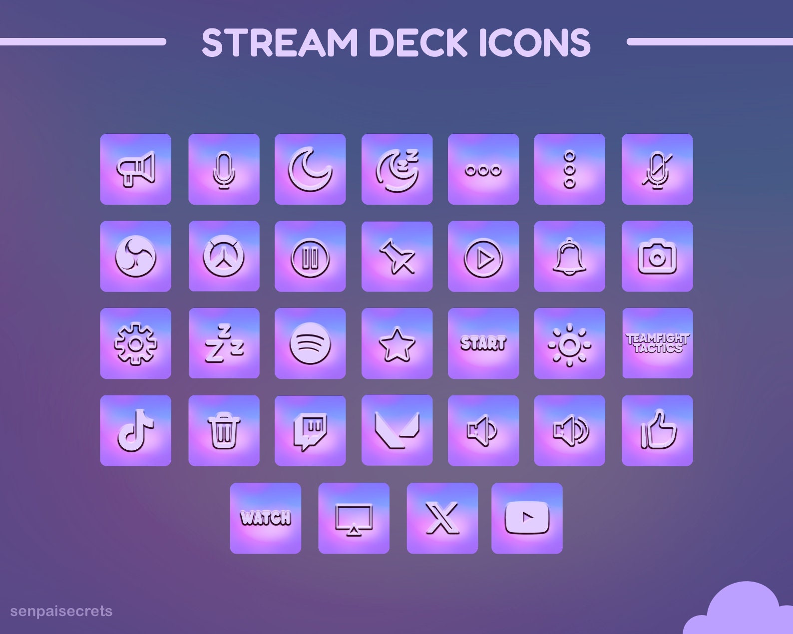 134 Stream Deck Icons • Cotton Candy • Elgato Stream Deck • Purple ...