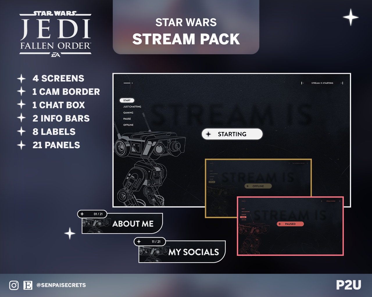 Star Wars Stream Pack: Jedi Fallen Order, OBS Streamelements (digital ...