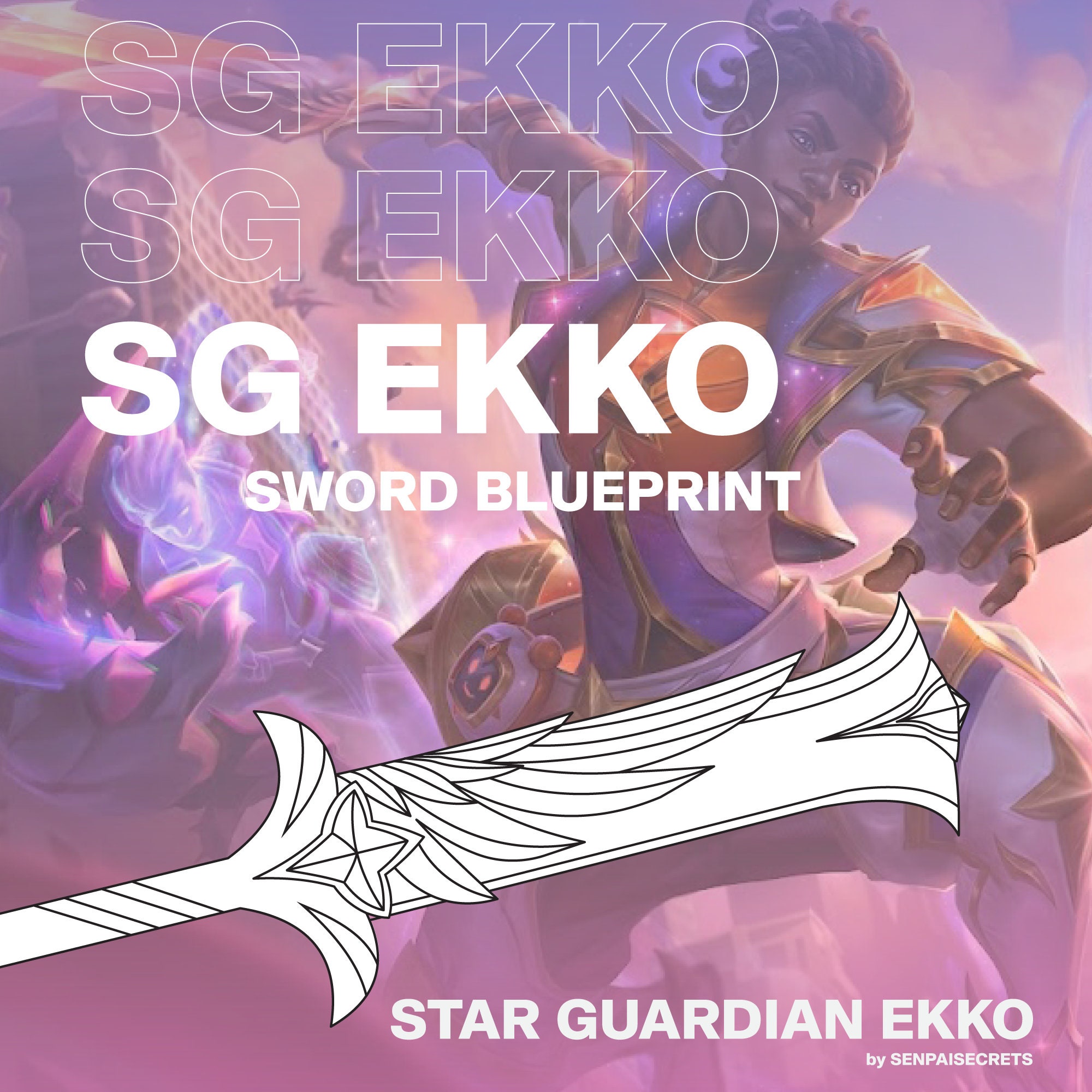 Star Guardian Ekko Sword Blueprint | League of Legends | Digital ...
