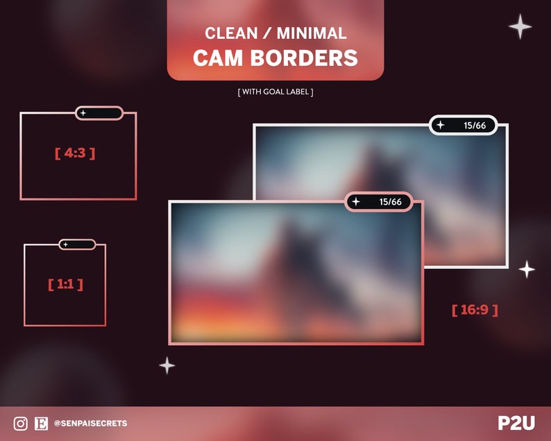 Clean Webcam Frame With Label Bar in 2 Colors | White | Red | Webcam ...
