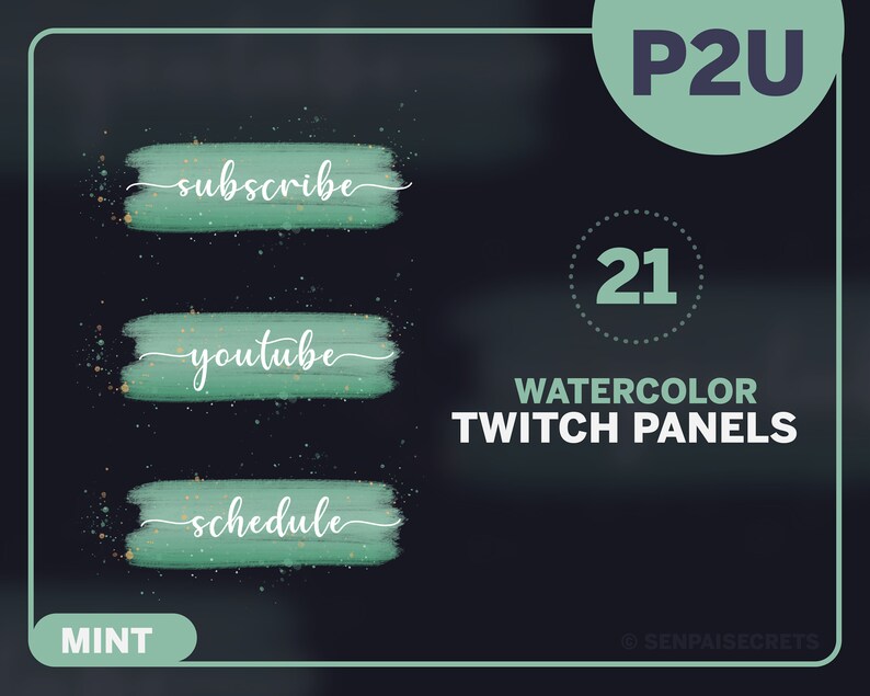 Watercolor Twitch Panels Mint P2U Digital Download - Etsy