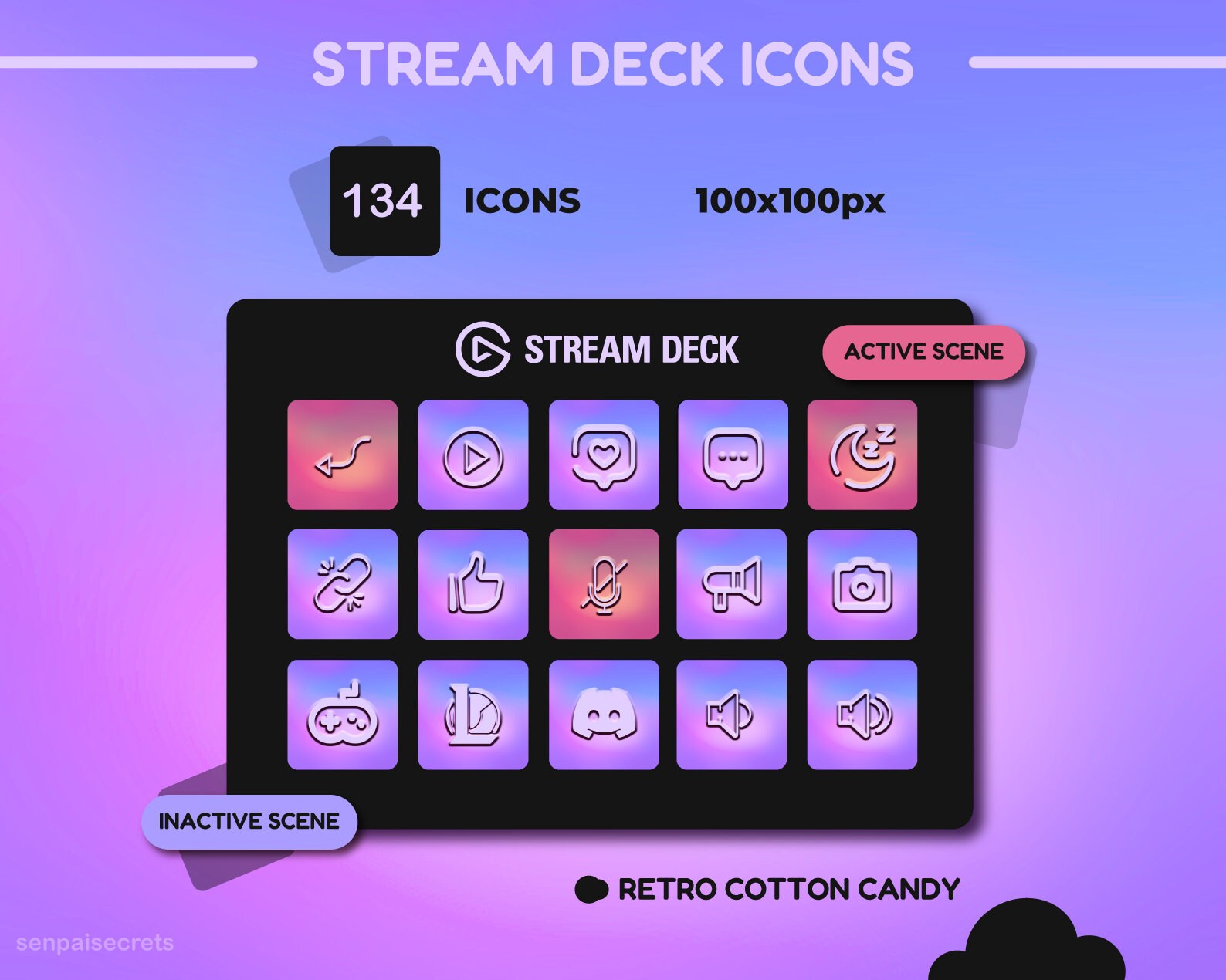 134 Stream Deck Icons Cotton Candy Elgato Stream Deck Purple Red ...