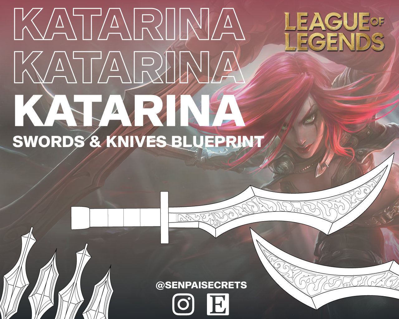 Katarina Schwerter und Messer Blueprint | League of Legends Katarina Cosplay | Digitaler ...