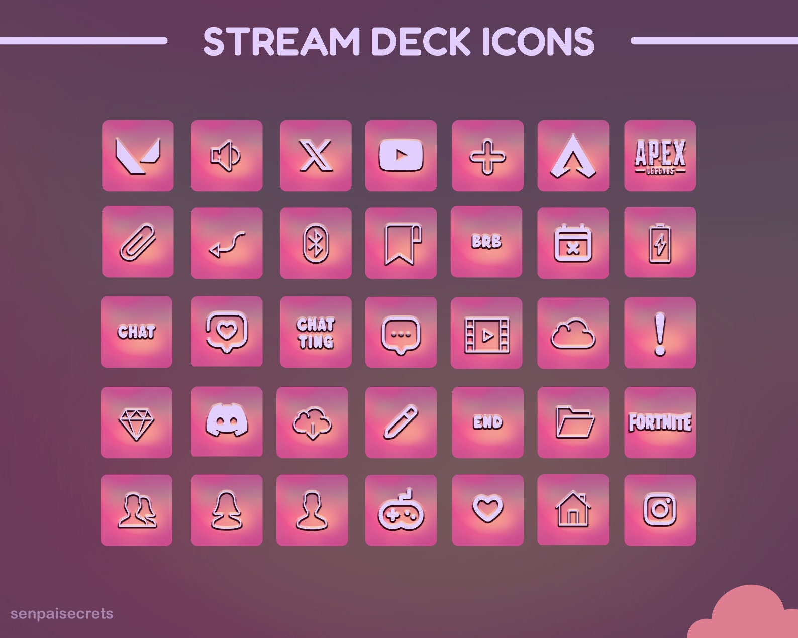 134 Stream Deck Icons Cotton Candy Elgato Stream Deck Purple Red Streaming Asset Stream ...