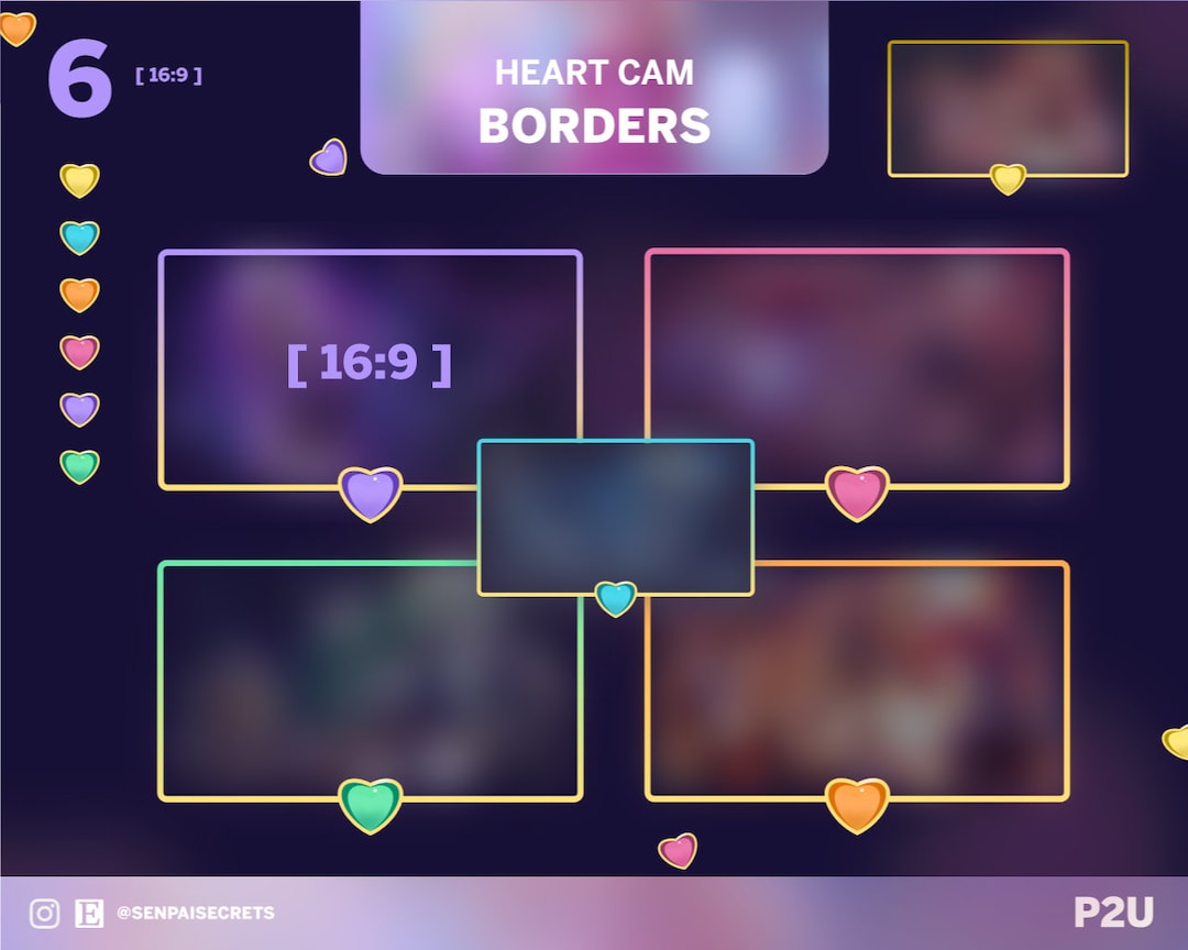 Cute Heart Cam Borders | Stream Overlay, 6 Colors (digital Download) - Etsy
