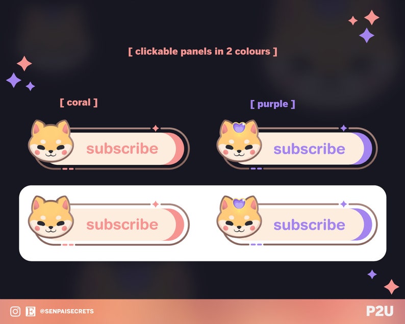 Shiba Inu Panels Cute Twitch Panels Purple Red/coral P2U Digital ...