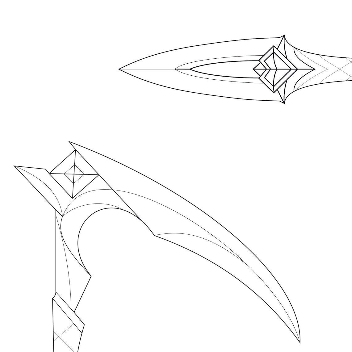 K/DA Akali Kama and Kunai Cosplay Blueprint (PDF) - Etsy
