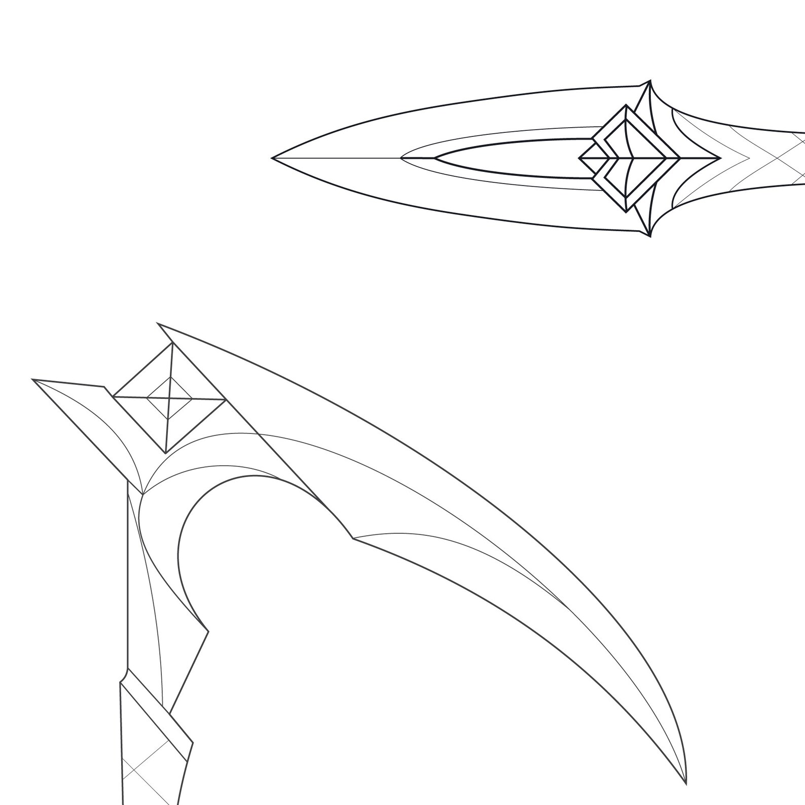 K/DA Akali Kama and Kunai Blueprint | League of Legends | Akali Cosplay ...