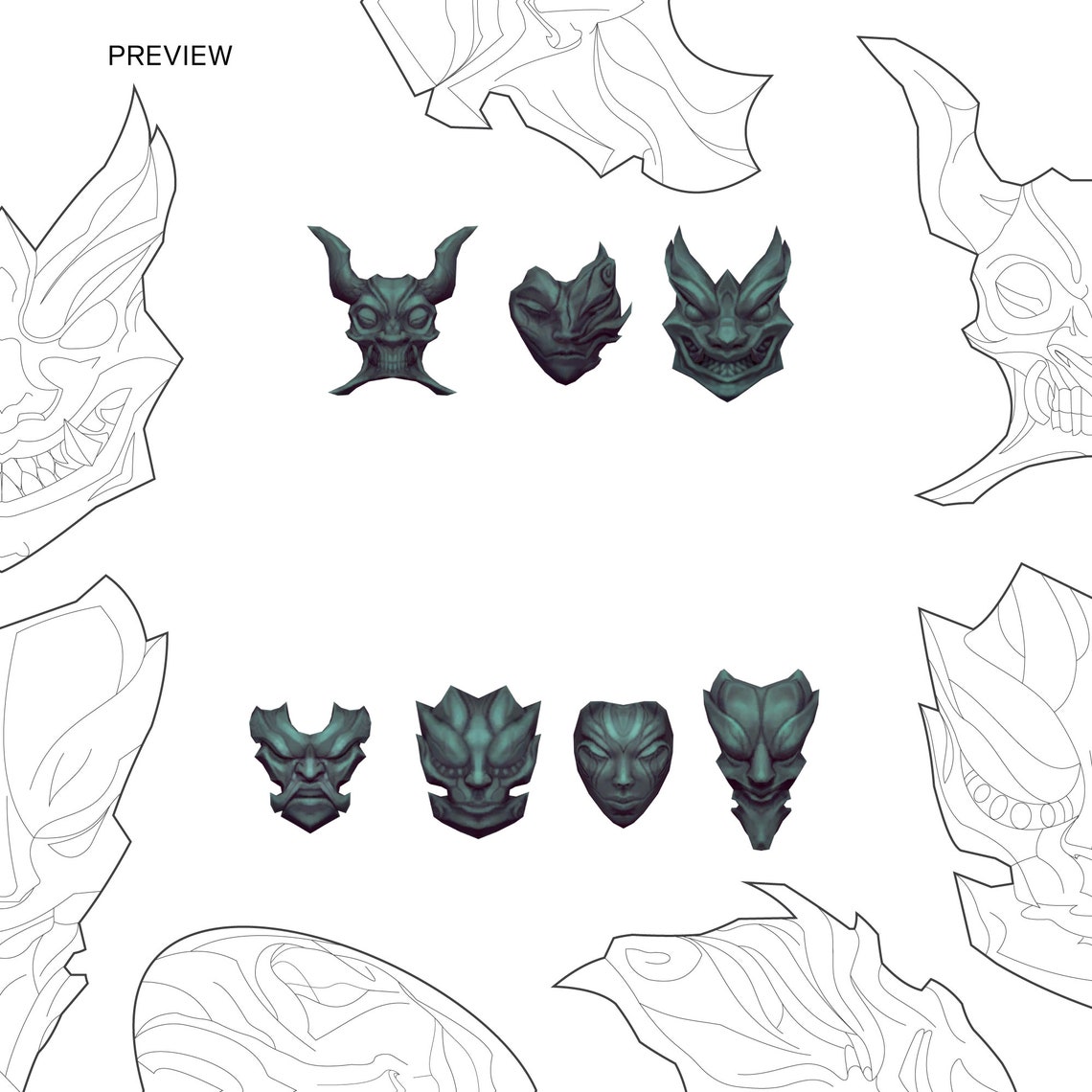 Yone Masks Blueprint | League of Legends - Etsy