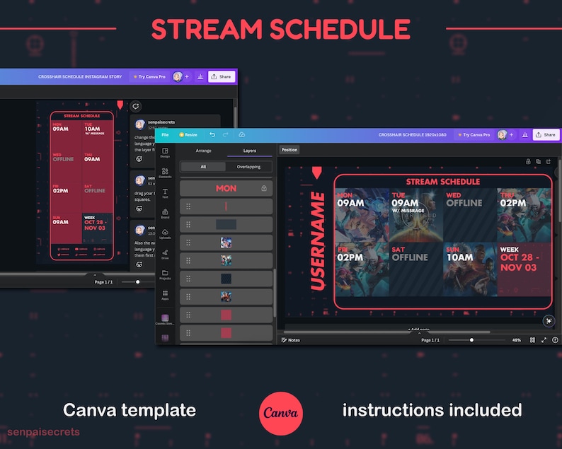 Valorant Stream Schedule Template for Canva (digital Download) - Etsy