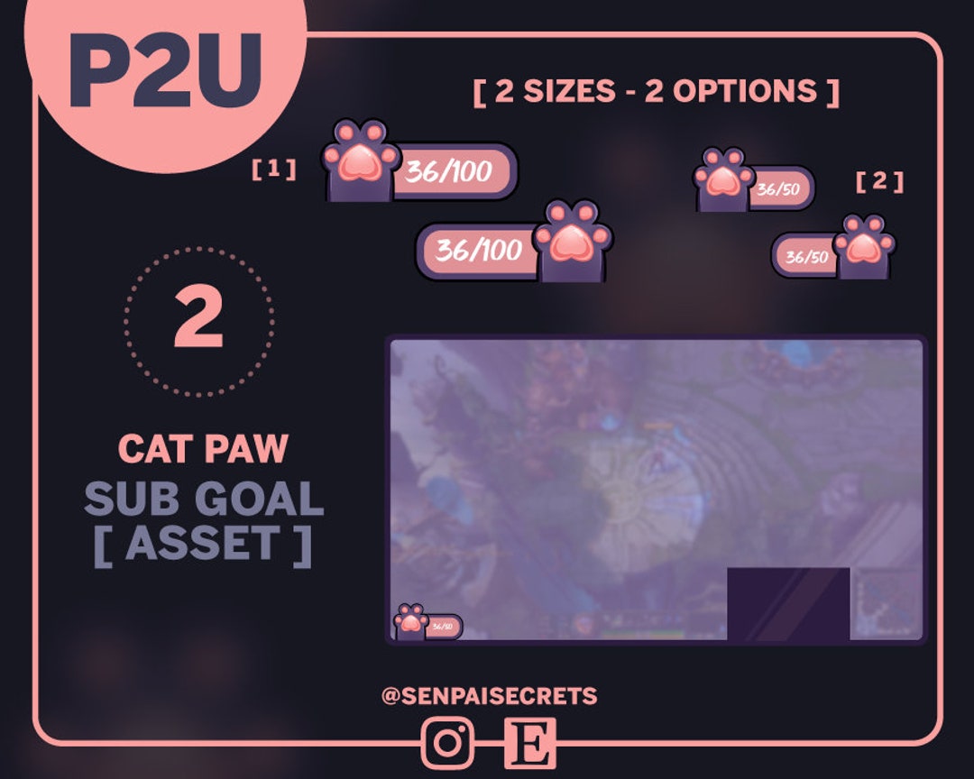 Cat Paw Sub Goal Stream Decoration | P2U Digital Download | OBS ...