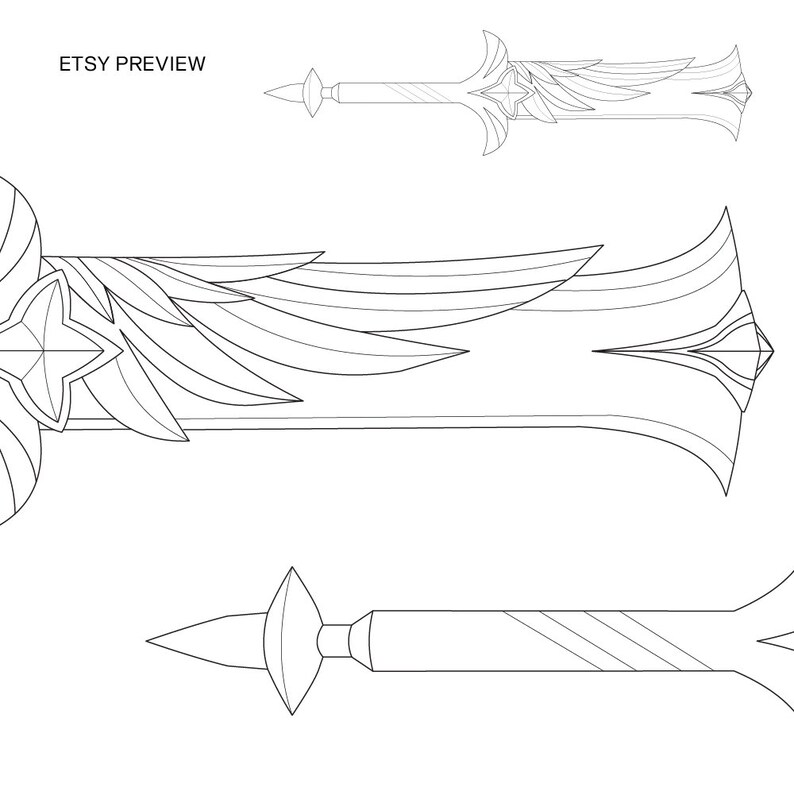 Star Guardian Ekko Sword Blueprint | League of Legends | Digital ...