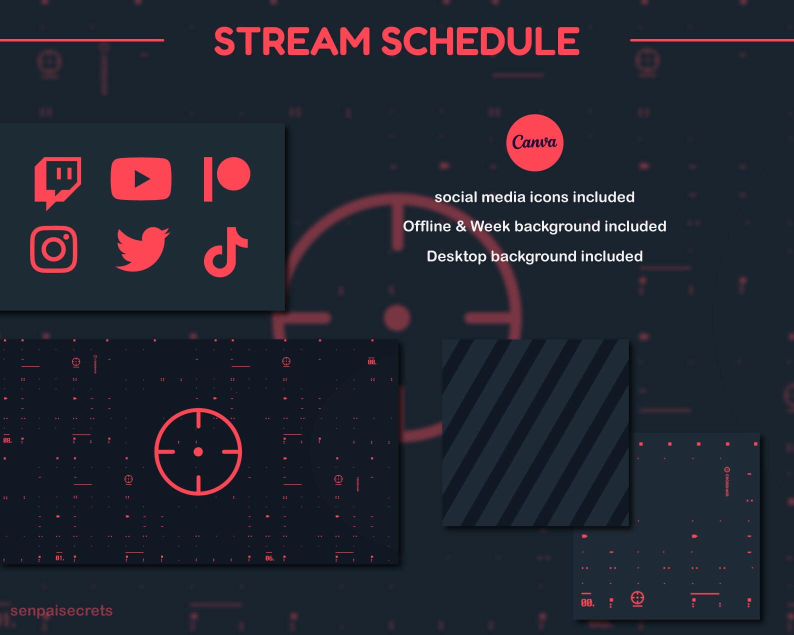 Stream Schedule Crosshair Templates for Canva | Valorant Themed ...