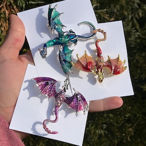 Dragon Pins, Dragon Brooch, Dragon Enamel Pins, Dragon Age Pin, Golden ...