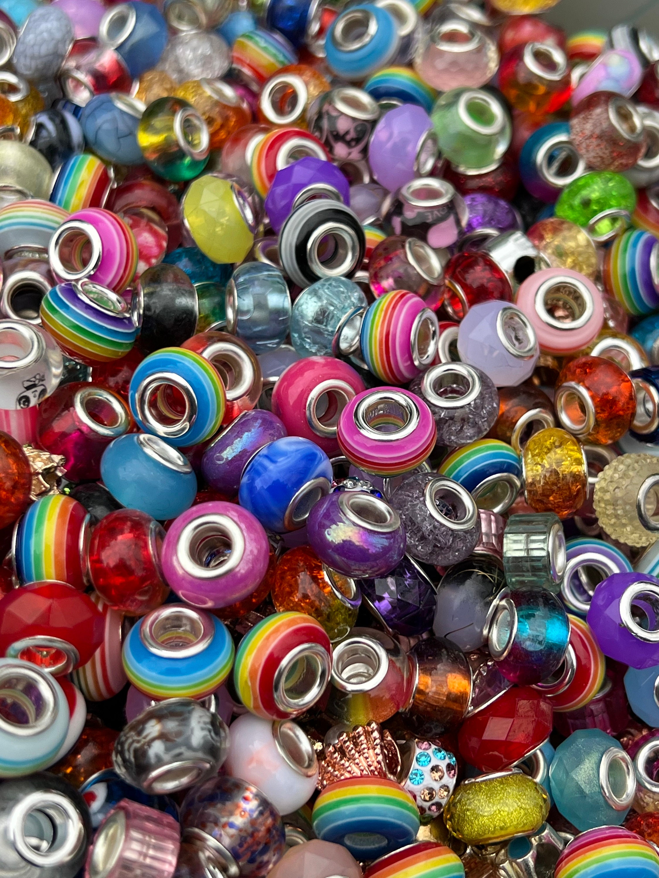 European Bead Charms , 50 Bracelet Charms , European Style Spacer Beads ...