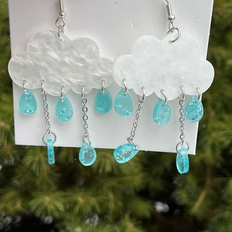 Rain Cloud Earrings - Etsy
