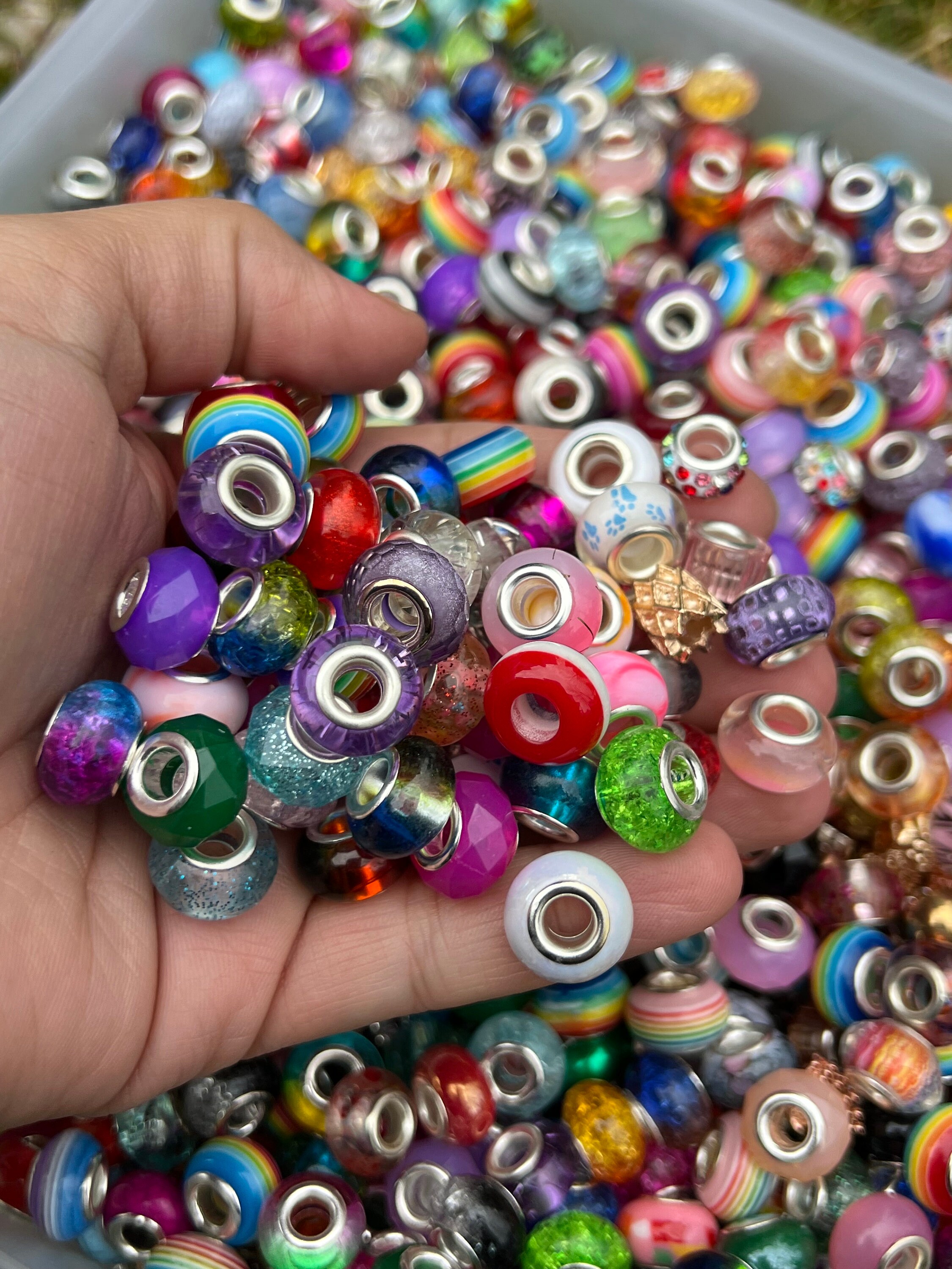 European Bead Charms , 50 Bracelet Charms , European Style Spacer Beads ...
