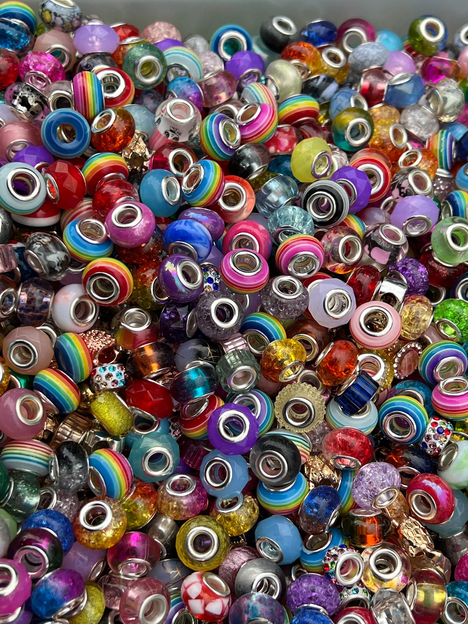 European Bead Charms , 50 Bracelet Charms , European Style Spacer Beads ...