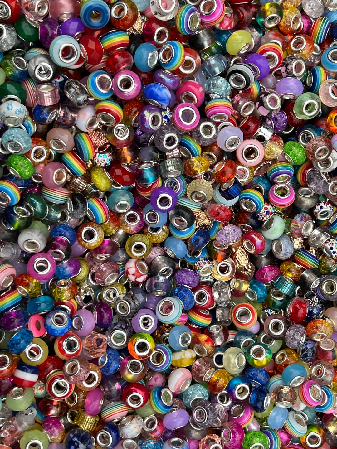 European Bead Charms , 50 Bracelet Charms , European Style Spacer Beads ...