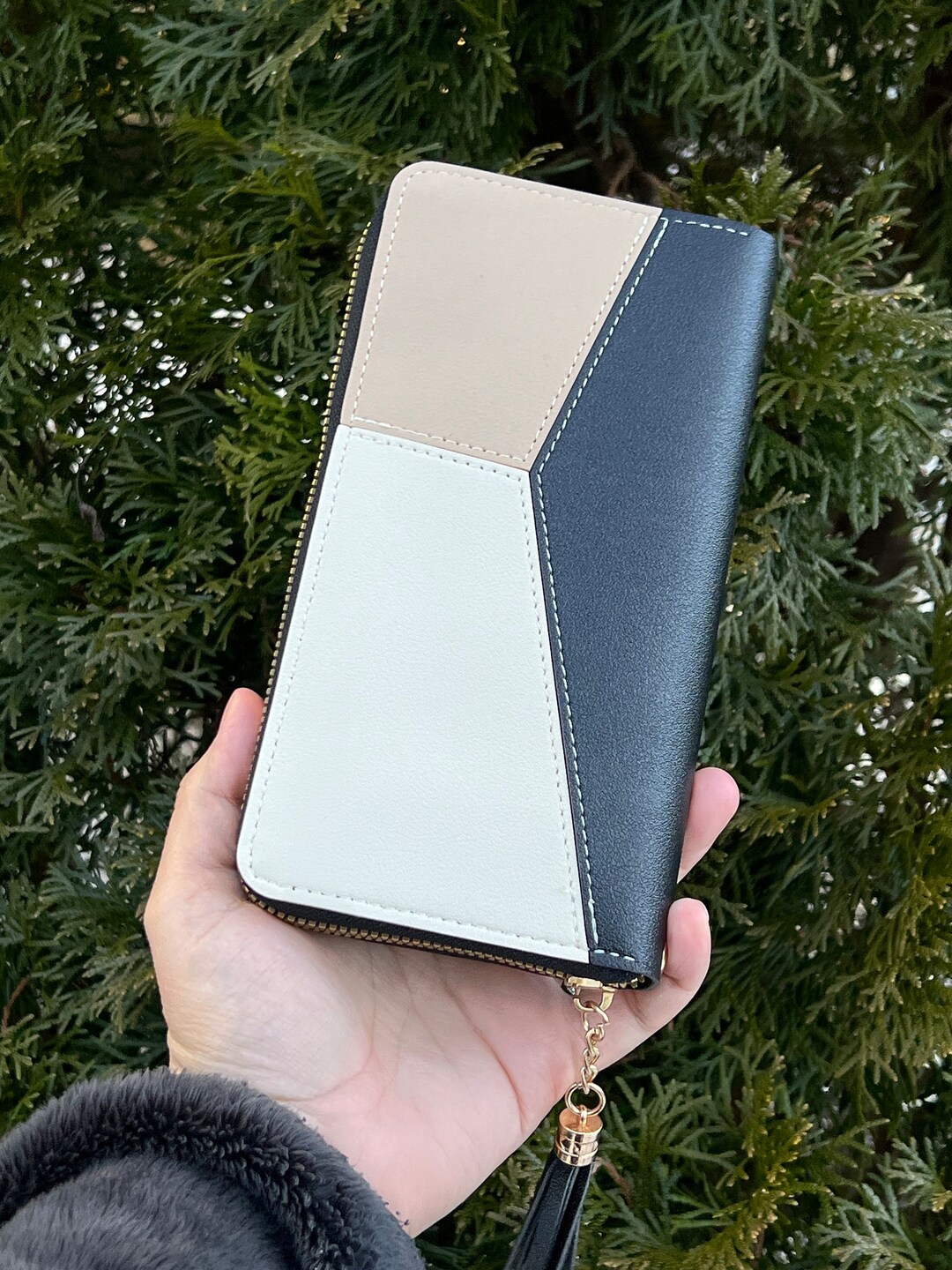 Women's Wallet, Large Zipper Wallet, Wristlet, Women's Black Wallet ...