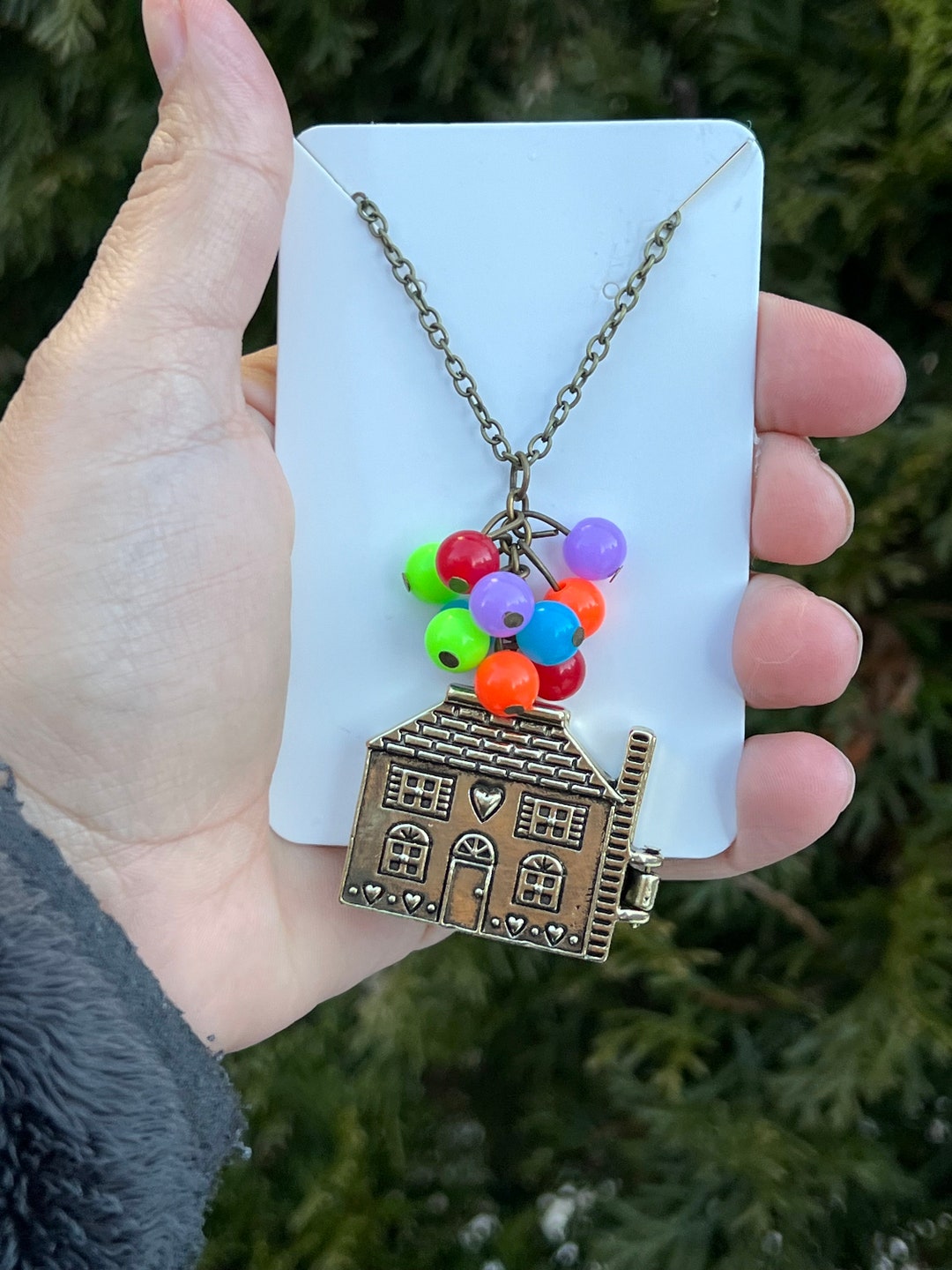 New Home Gift, House Necklace, House and Balloons Jewelry, Vintage ...
