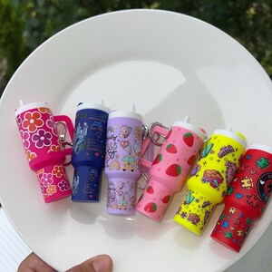Mini Drink Keychain, Mini Drinks, Cute Mini Tumbler Keychains, Flower ...