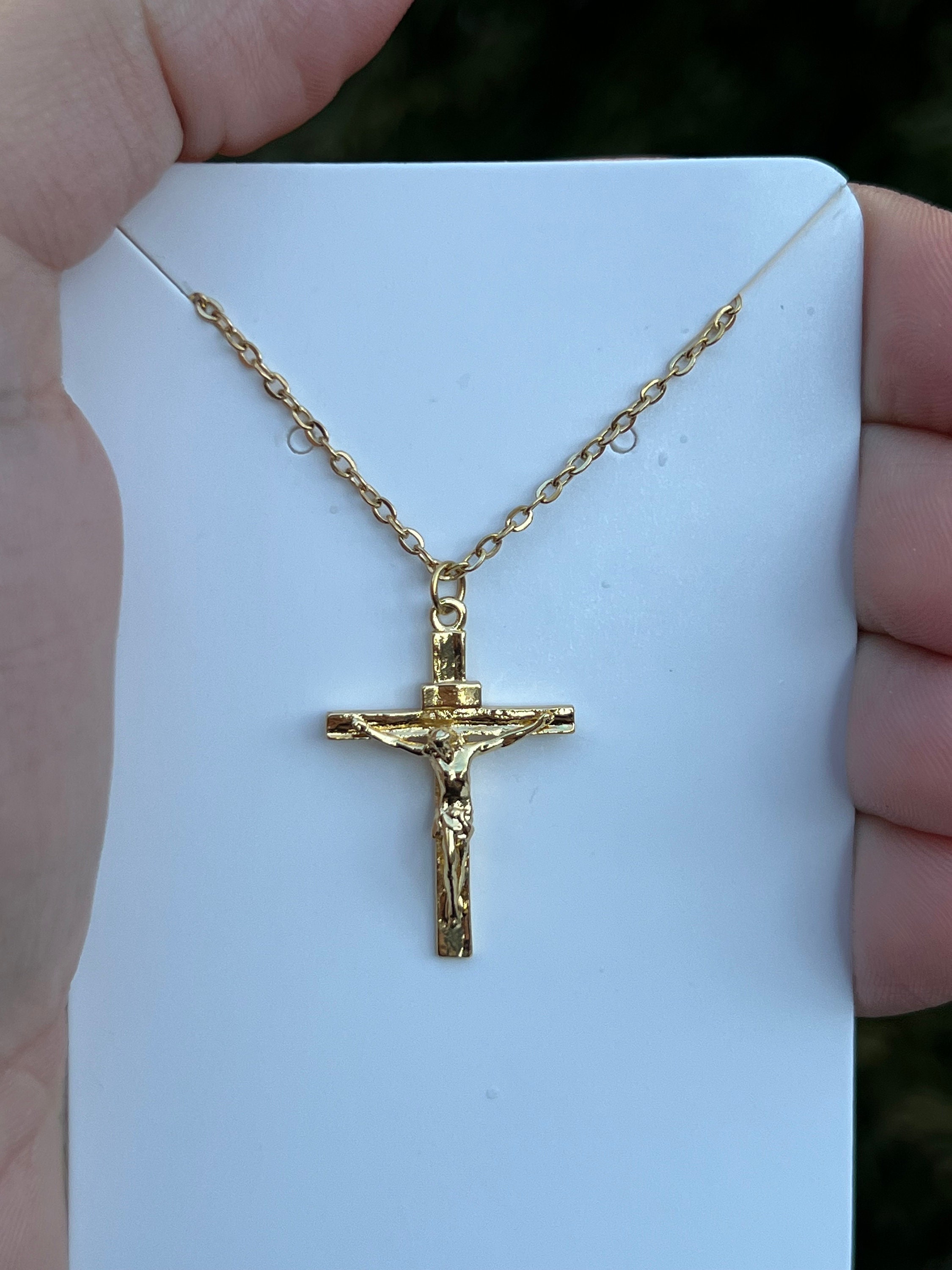 Gold Color Cross, Jesus on the Cross Encklace, Christian Jewelry ...