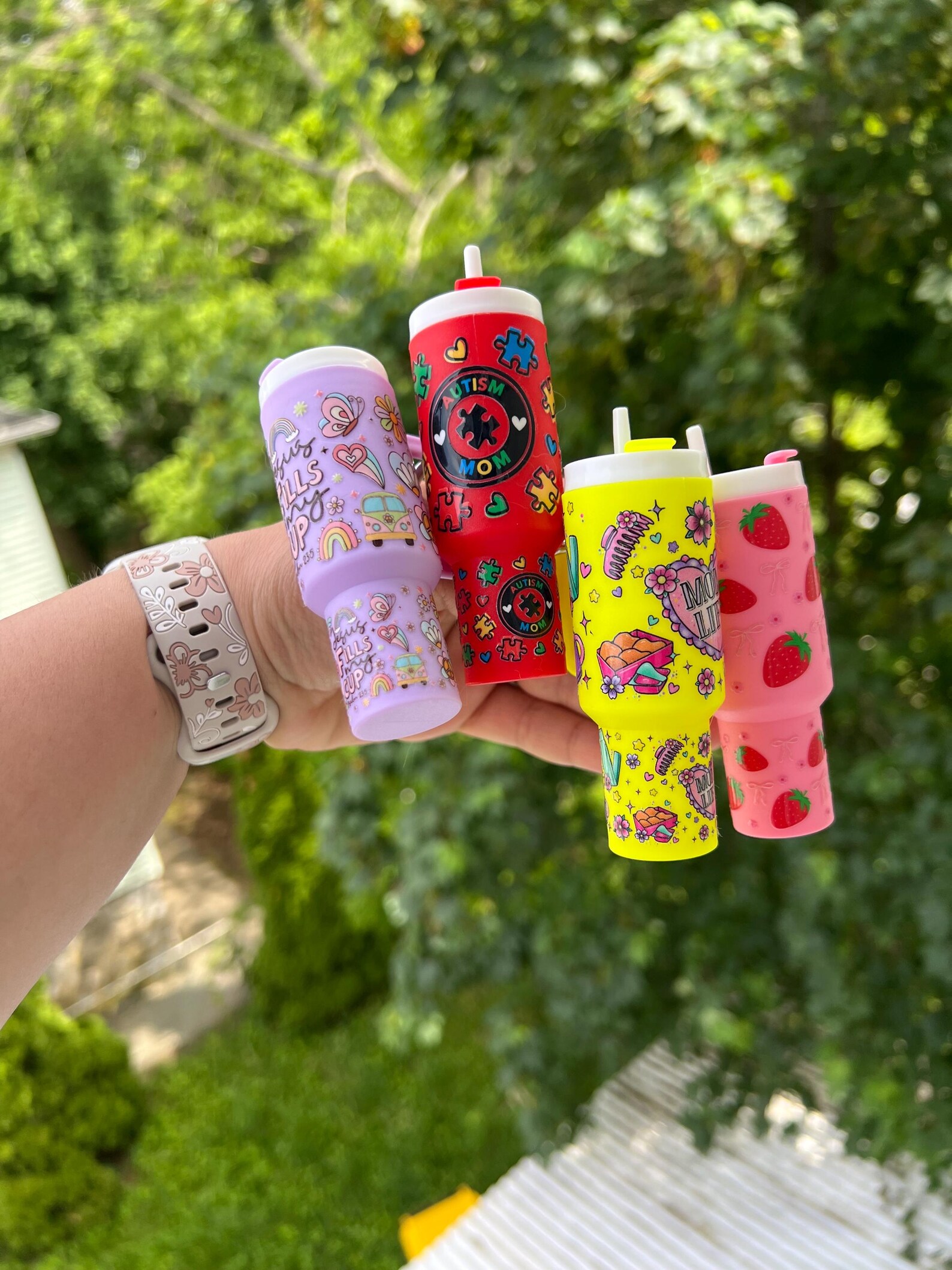 Mini Drink Keychain, Mini Drinks, Cute Mini Tumbler Keychains, Flower ...