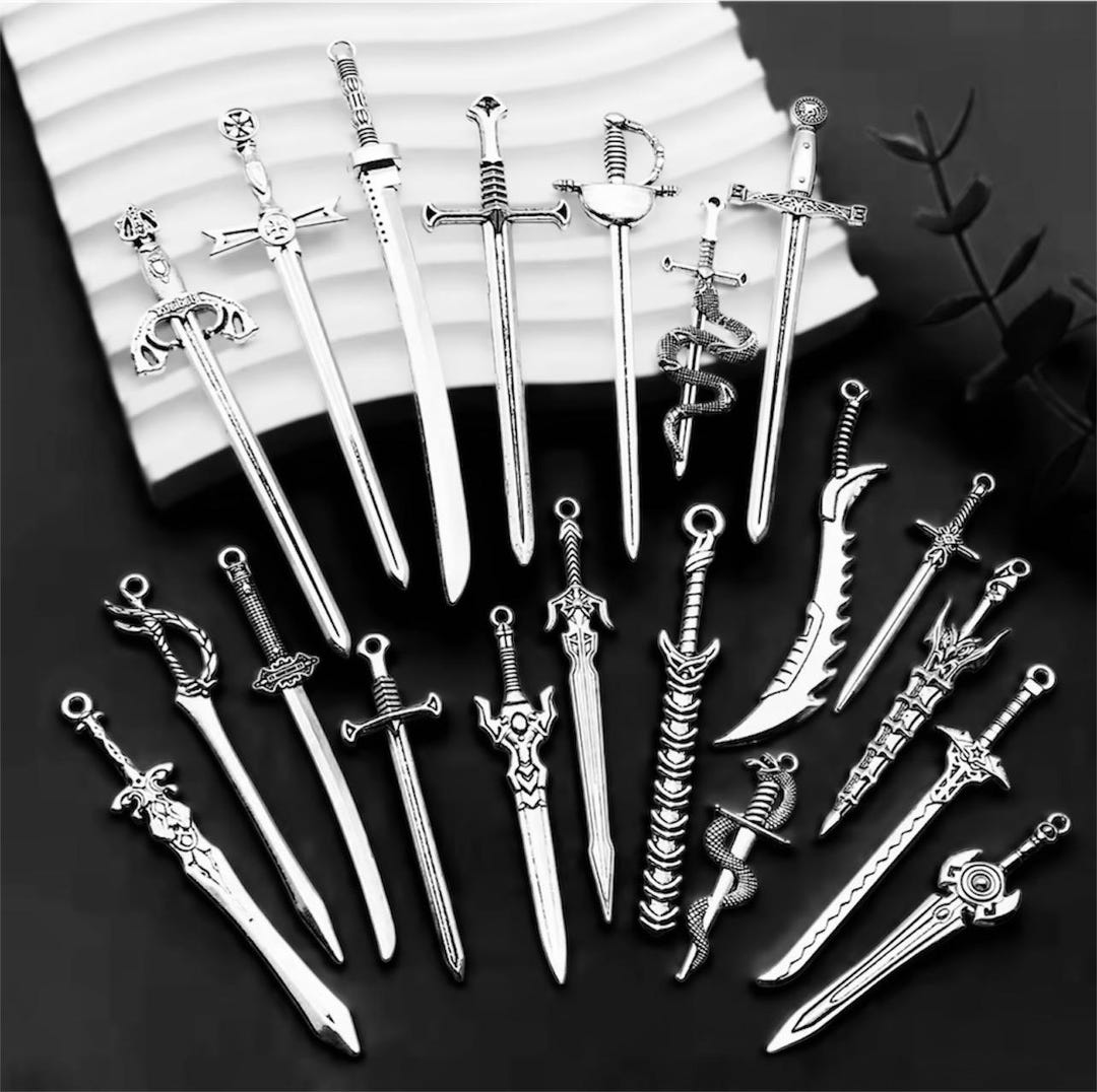20 Piece Sword Bookmark Set, Midevil Sword Bookmarks, Diy Necklace ...