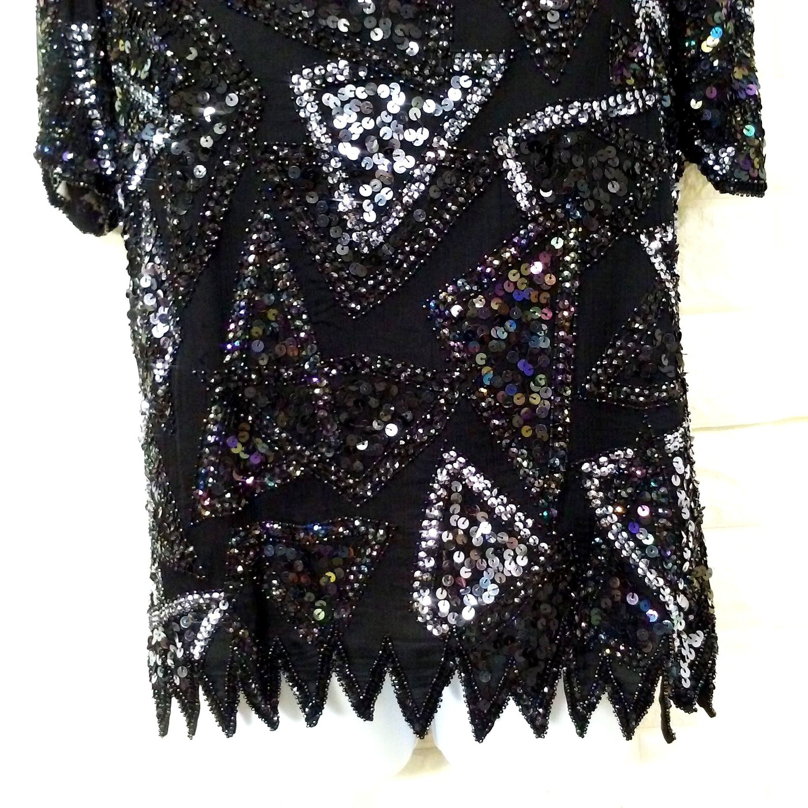 Vintage 80s Styleworks India-made Silk Sequin Beaded Crew-t Top Lady-m ...