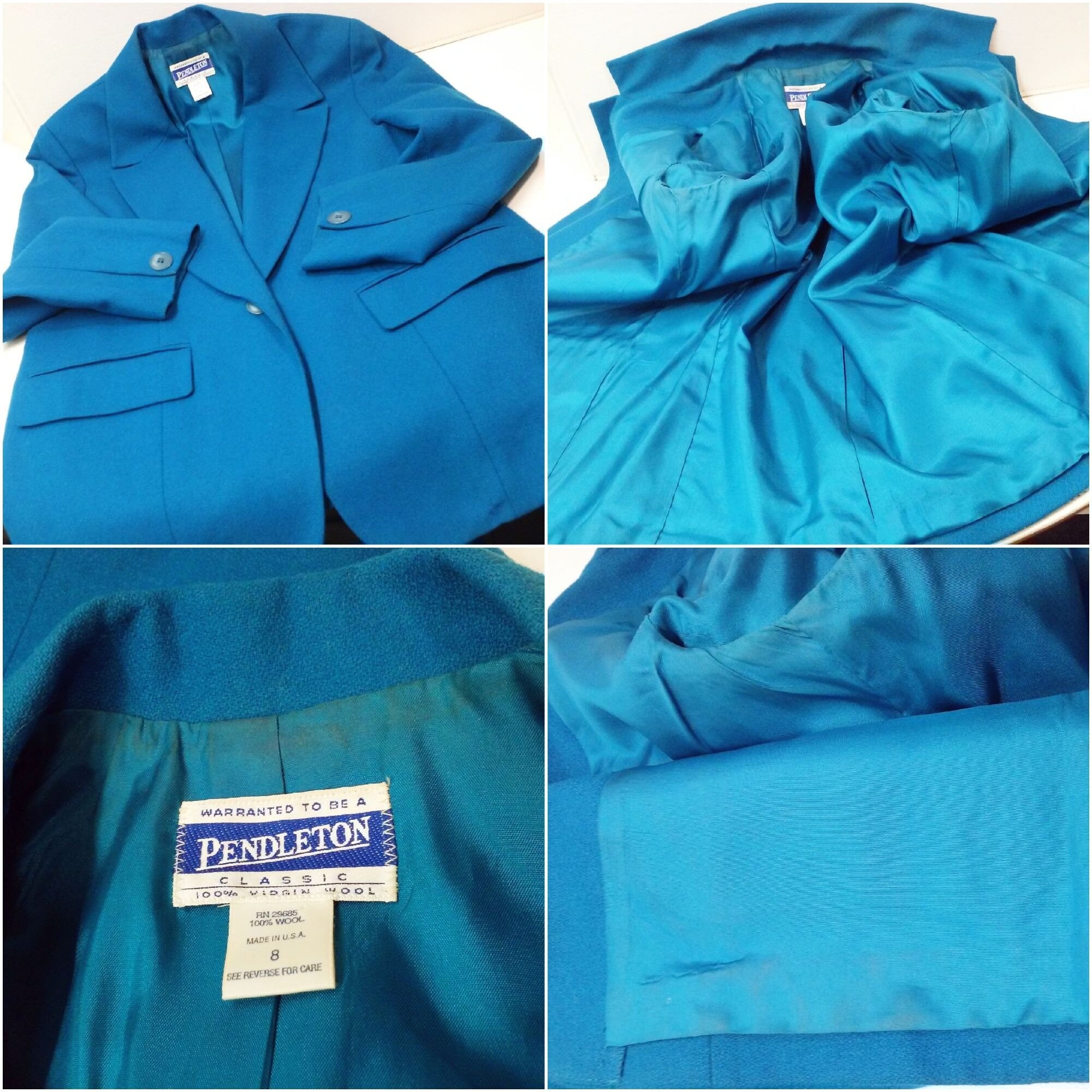 Vintage 70s Pendleton USA Classic Blazer Single-button Ladies-8 Virgin ...