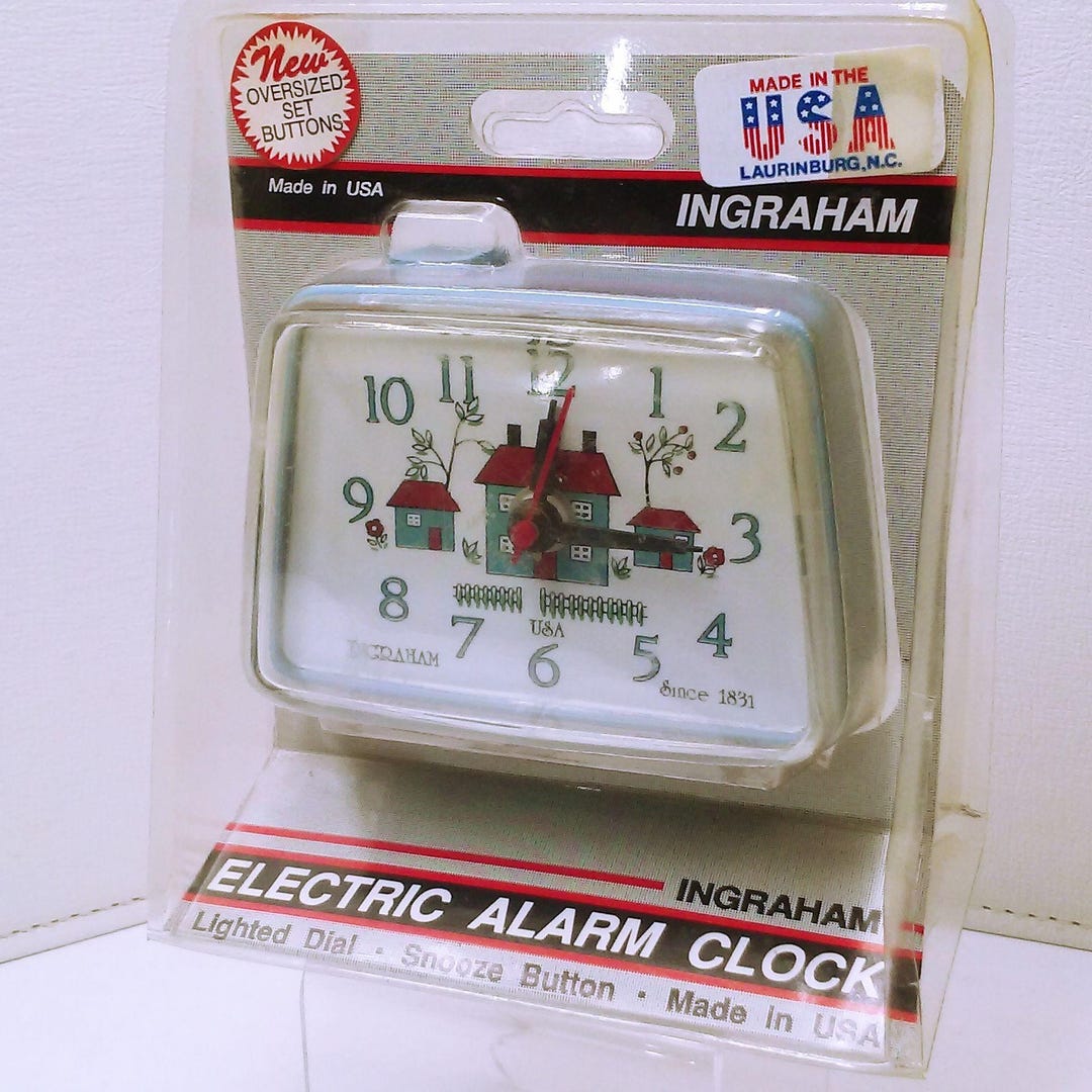 Ingraham Electric Alarm Clock Country Cabins Astra 49-663 Vintage 80s New NIP - Etsy