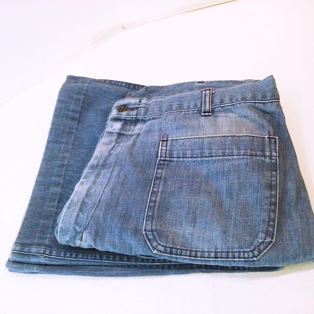 Vintage 60s-70s Navy Dungarees Uniform Trousers Utility Denim Jeans ...