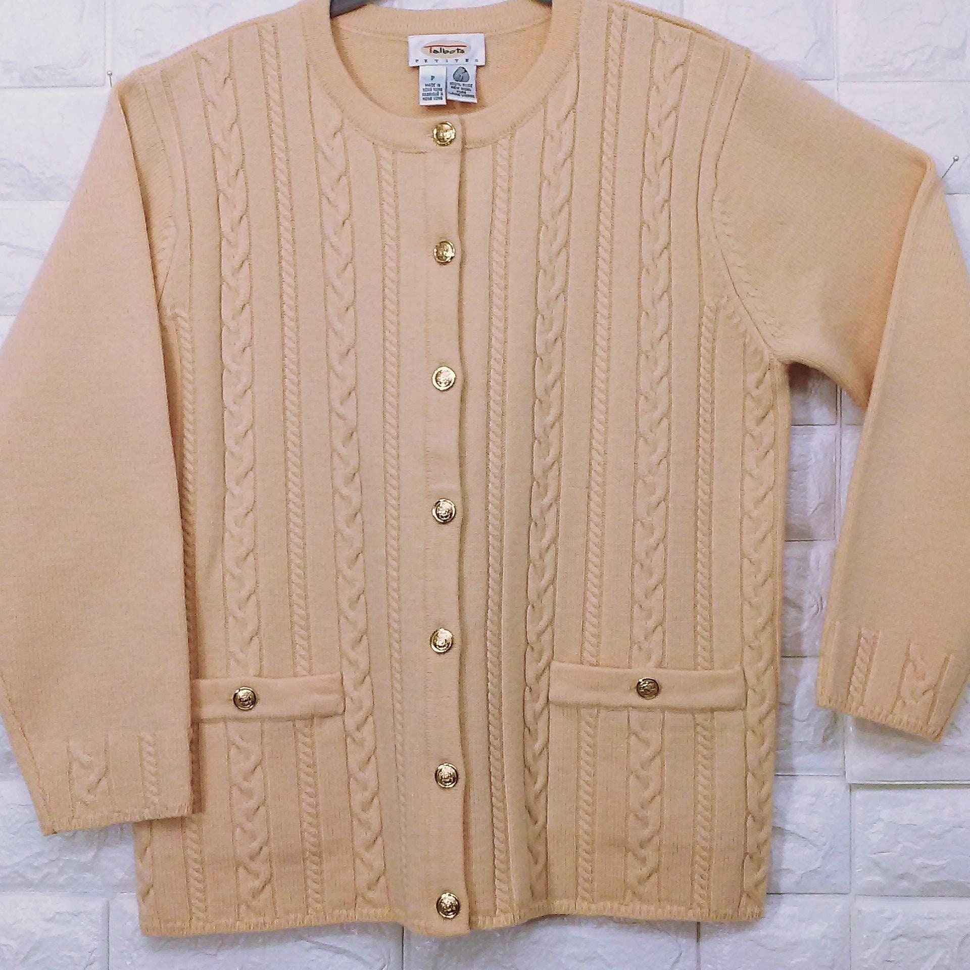 Vintage Talbots Petite Wool Cable Knit Cardigan Sweater Sz-p Pockets ...