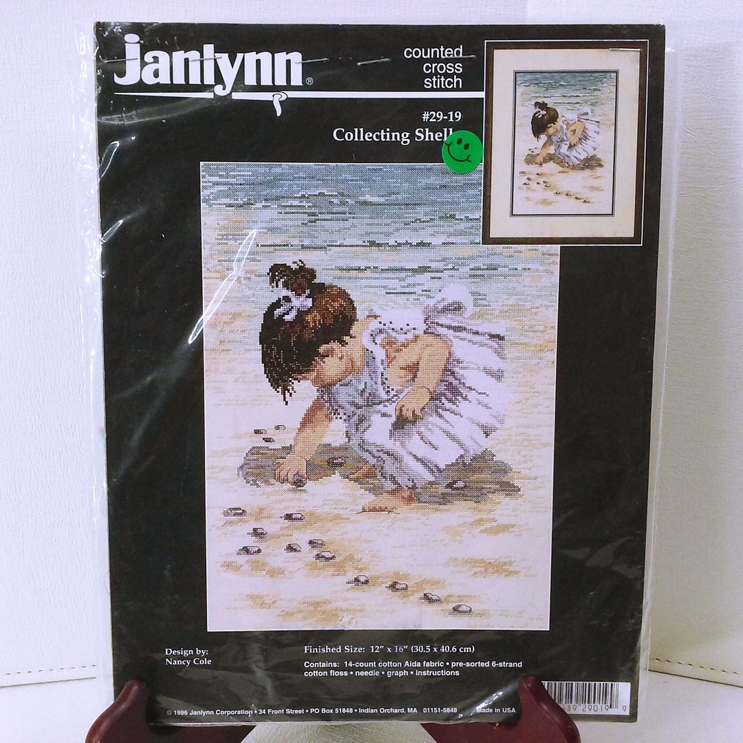 Vintage '96 Janlynn #29-19 Counted Cross-stitch Kit 'collecting Shells ...