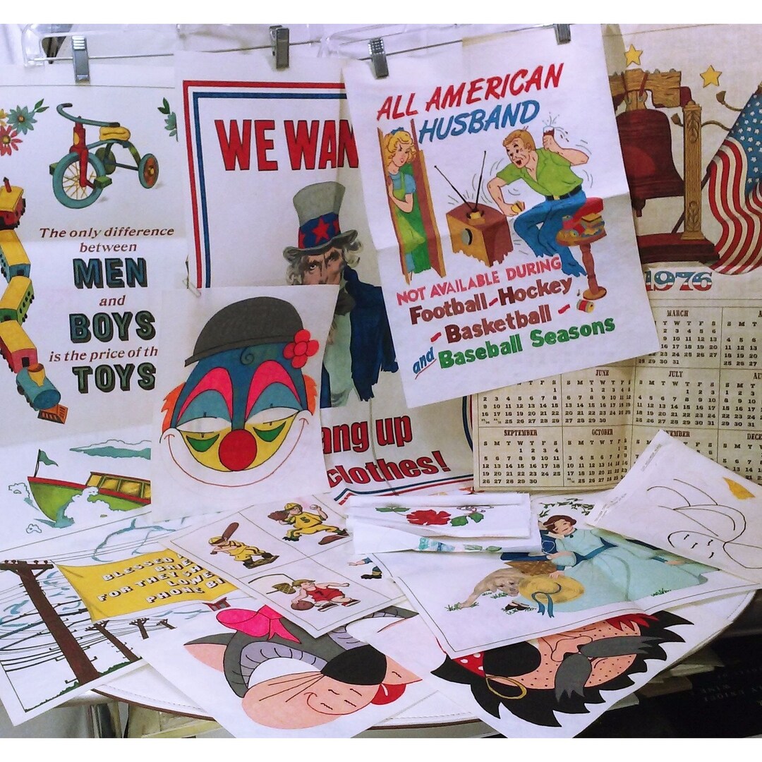 Vintage 70s Bundle Lot of 12 Tri-chem Liquid Embroidery Hand-painted ...