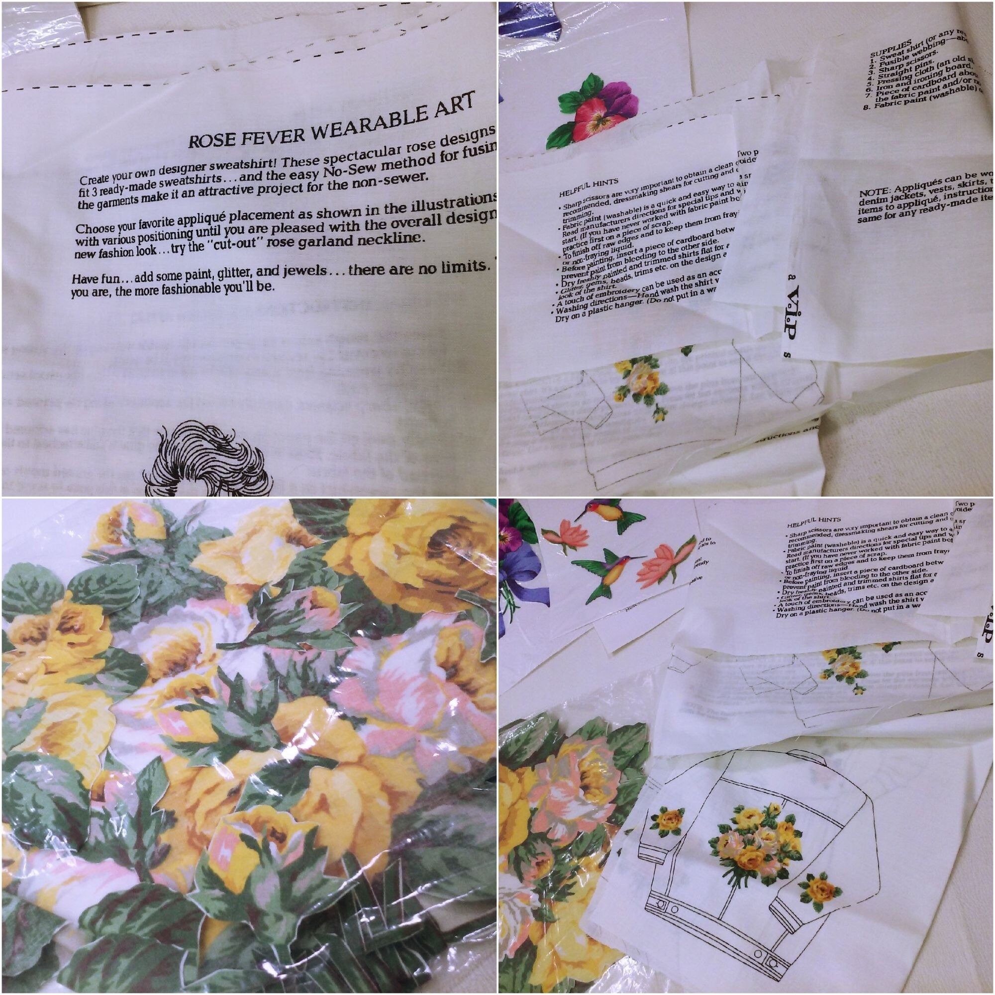 Vintage 80s Bundle Lot of 2 Packets Artsy Crafty Fabric Applique ...