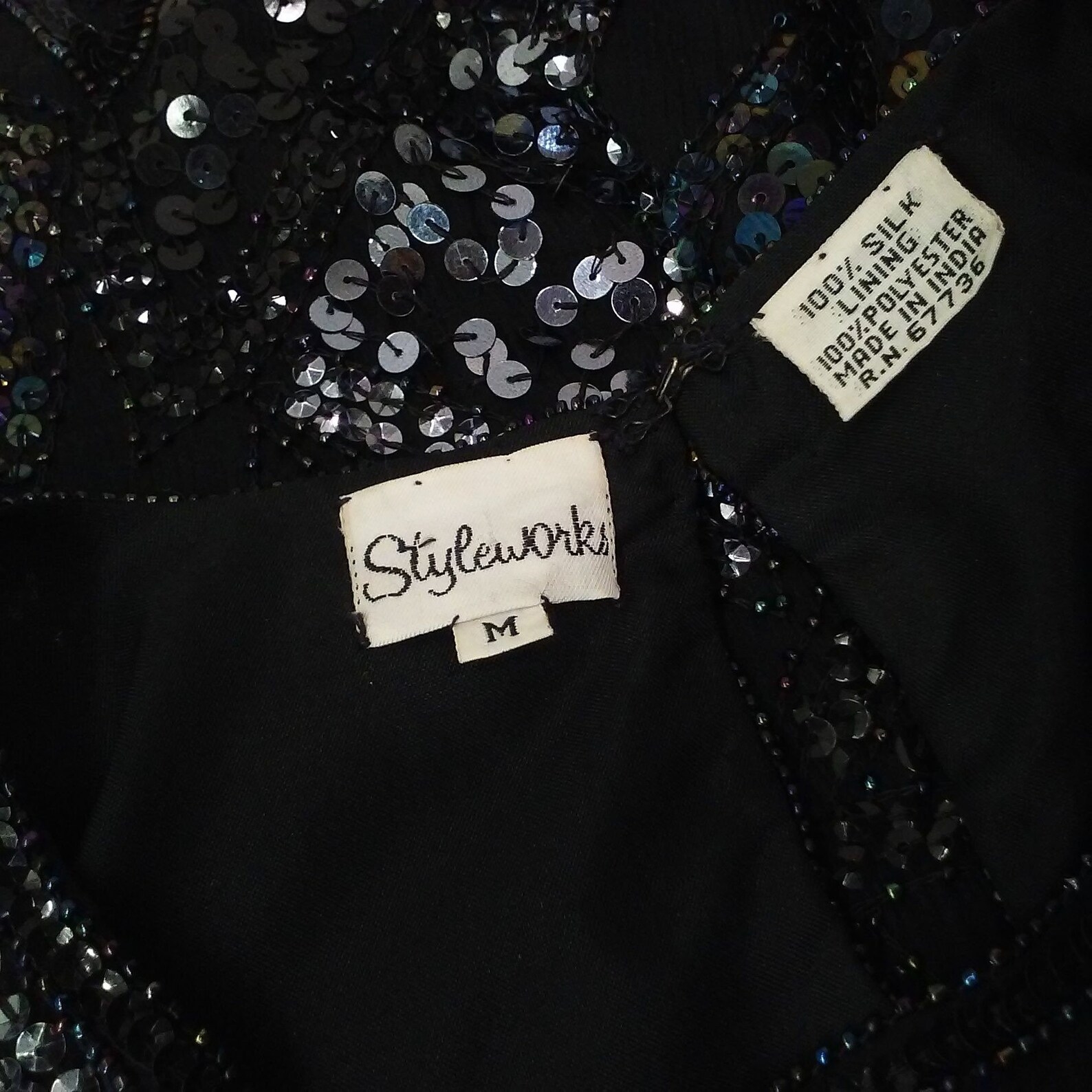Vintage 80s Styleworks India-made Silk Sequin Beaded Crew-t Top Lady-m ...
