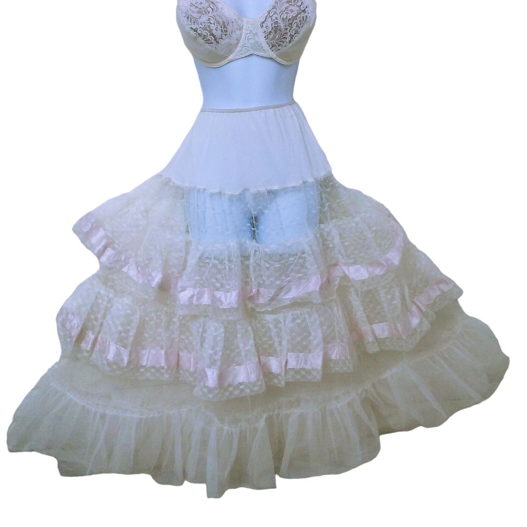 Vintage 50-60s Sheer Tulle Crinoline Small2/4 Ruffled - Etsy