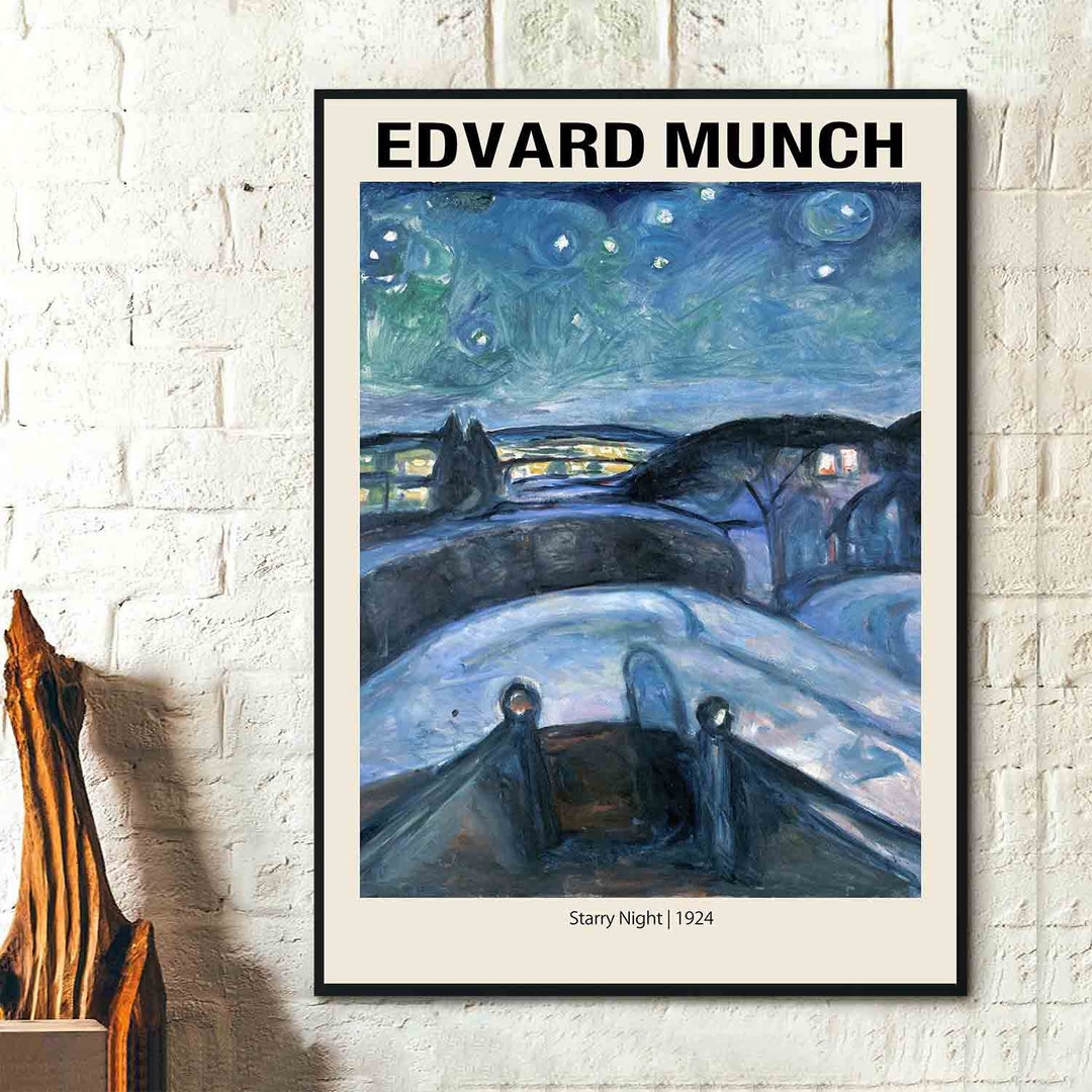 Edvard Munch Art Print- Starry Night 1924- Edvard Munch Poster Edvard ...