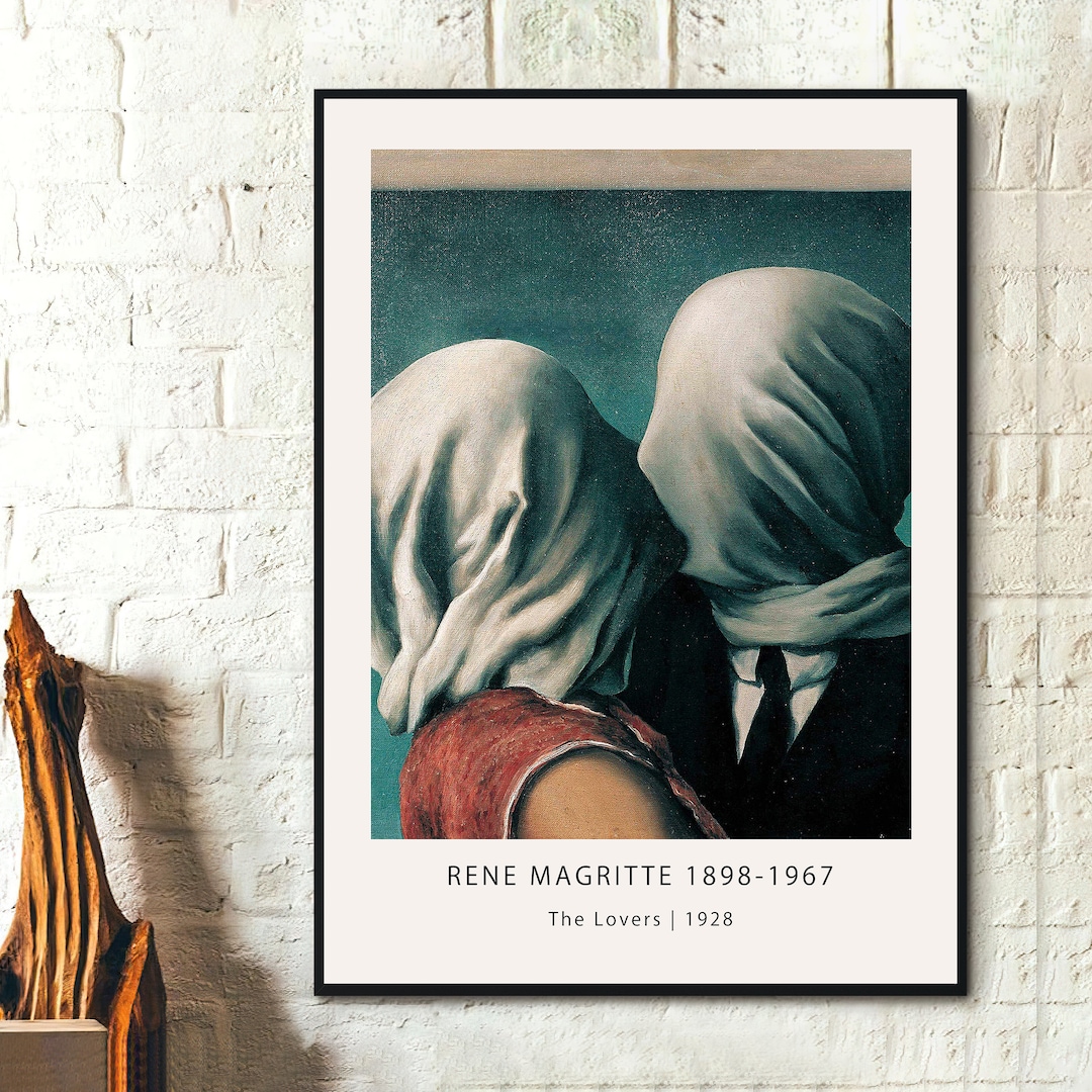 Rene Magritte Exhibition Poster - the Lovers 1928 - Painting Art ...