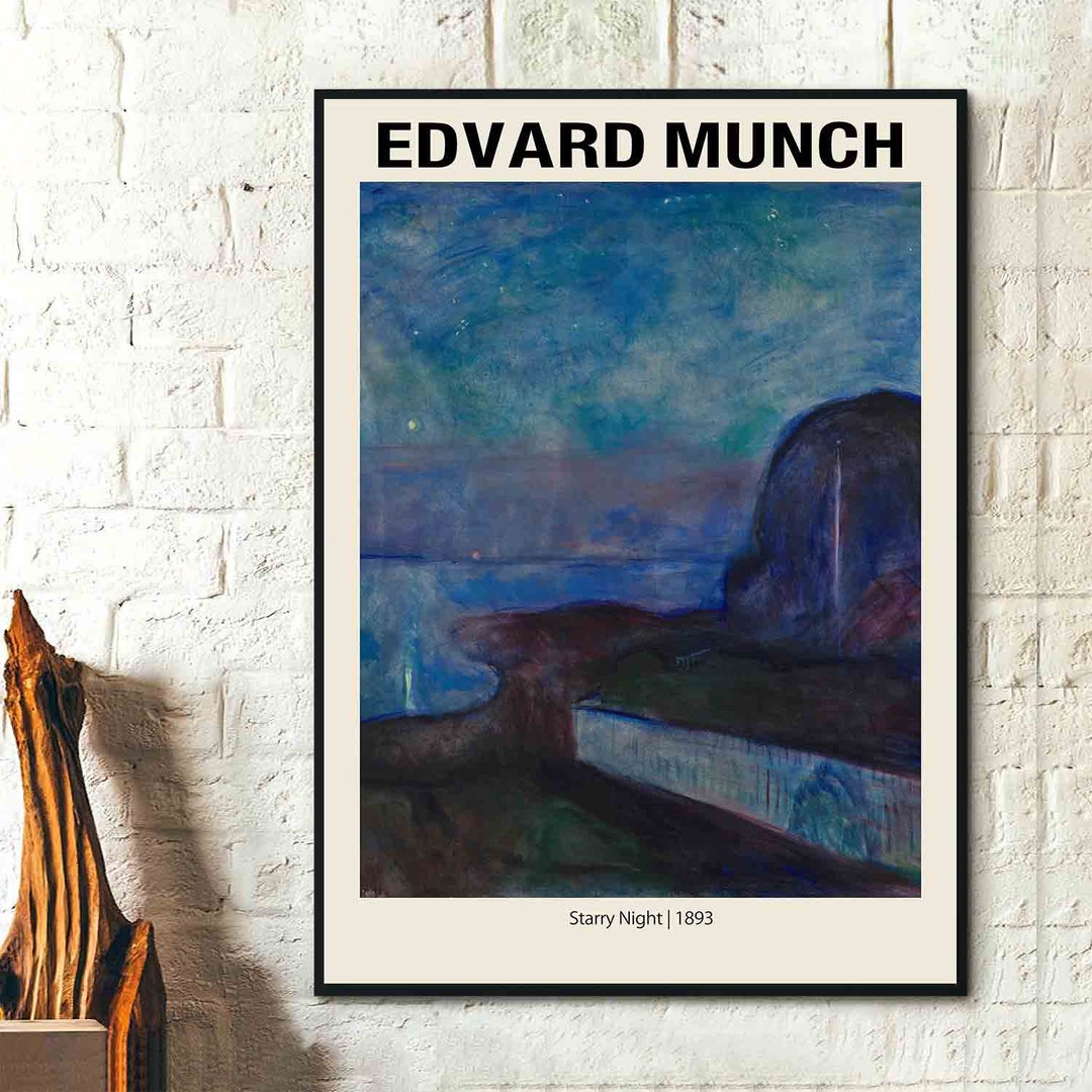 Edvard Munch Art Print- Starry Night 1893- Edvard Munch Poster, Edvard ...