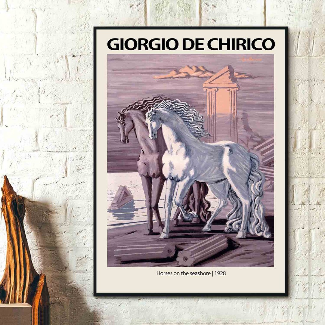 Giorgio De Chirico Exhibition Poster- Horses on the Seashore 1928 ...