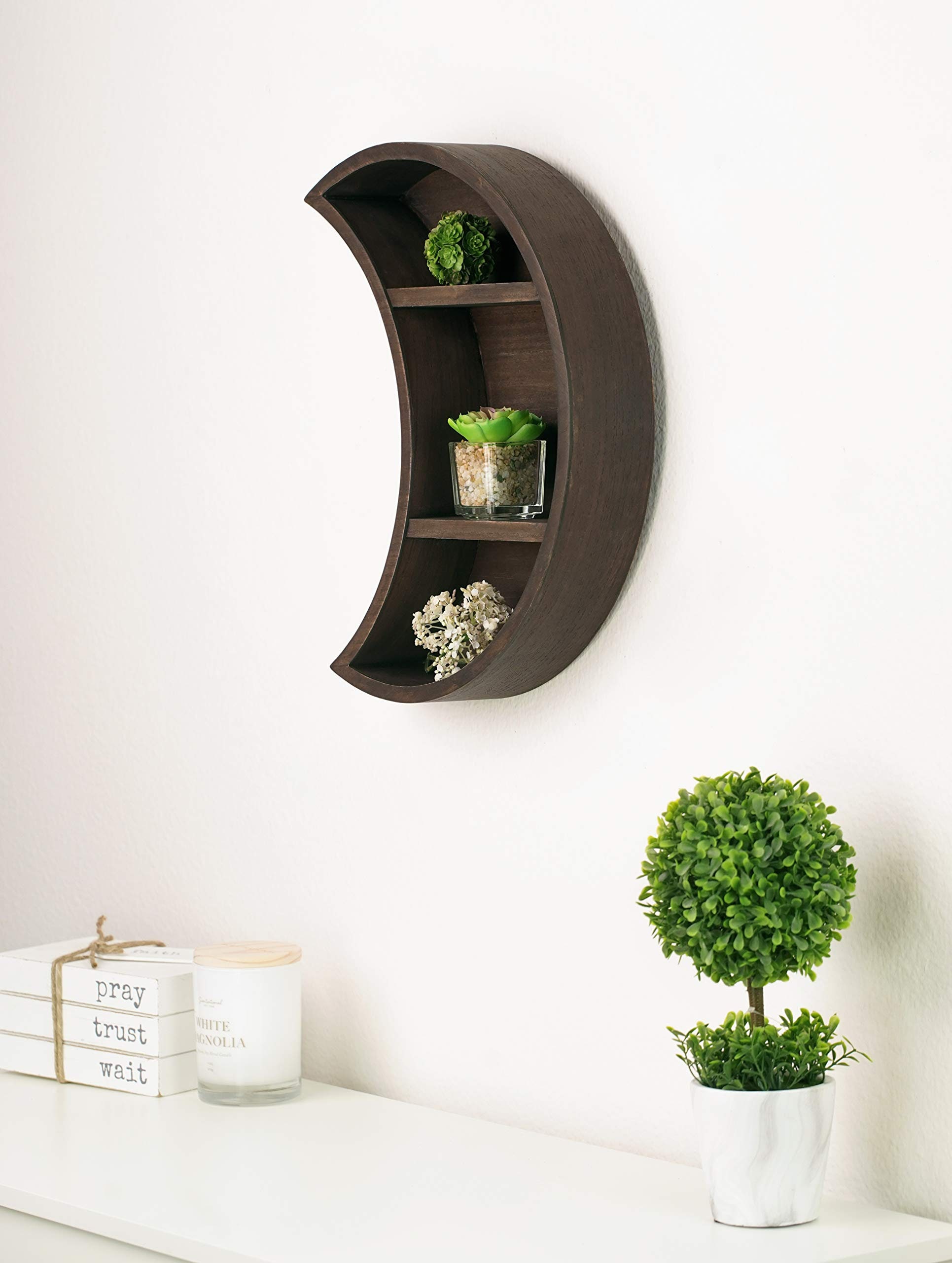 Moon Shelf Wooden Floating Shelves Hanging Storage Display | Etsy