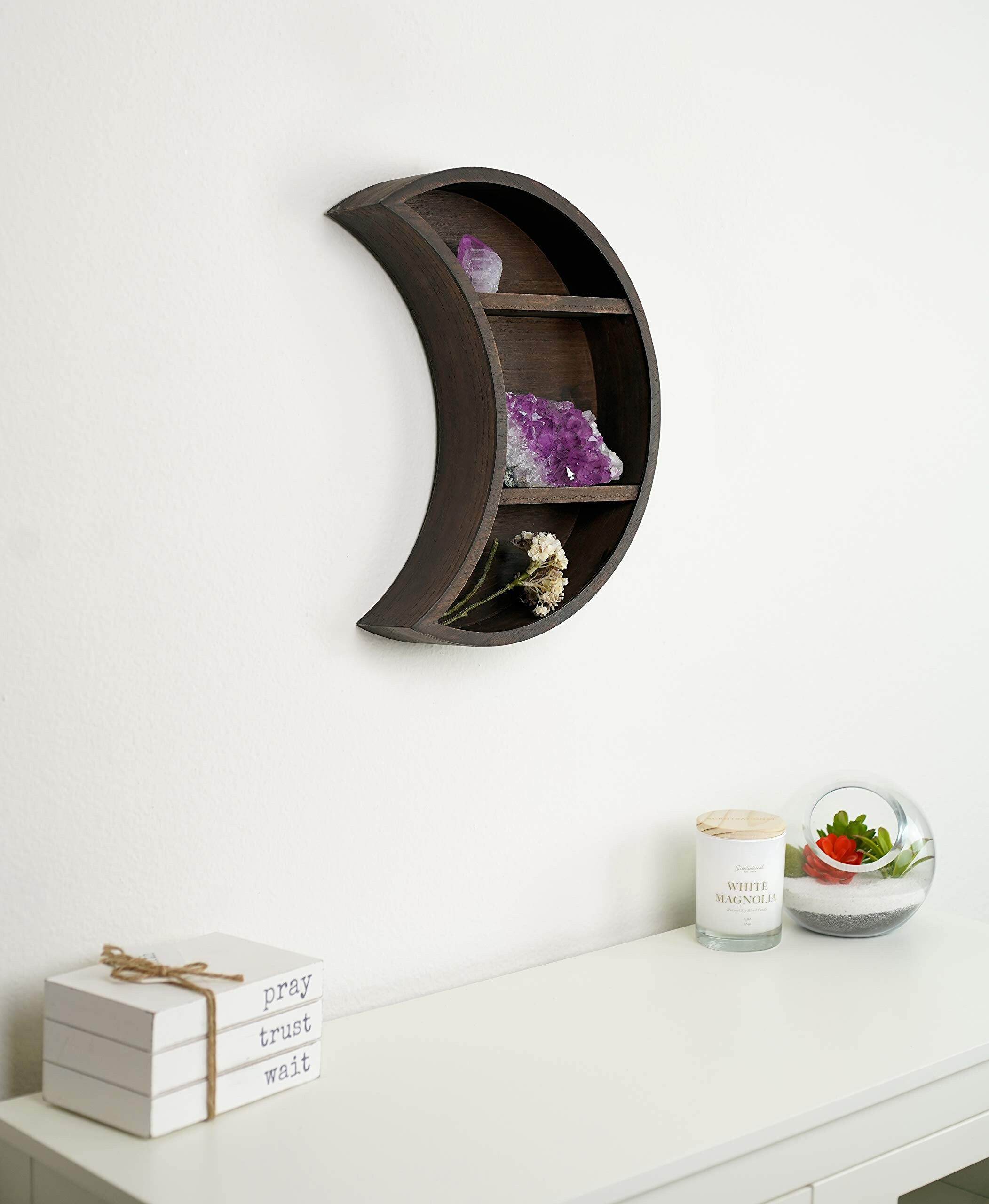 Moon Shelf Wooden Floating Shelves Hanging Storage Display | Etsy