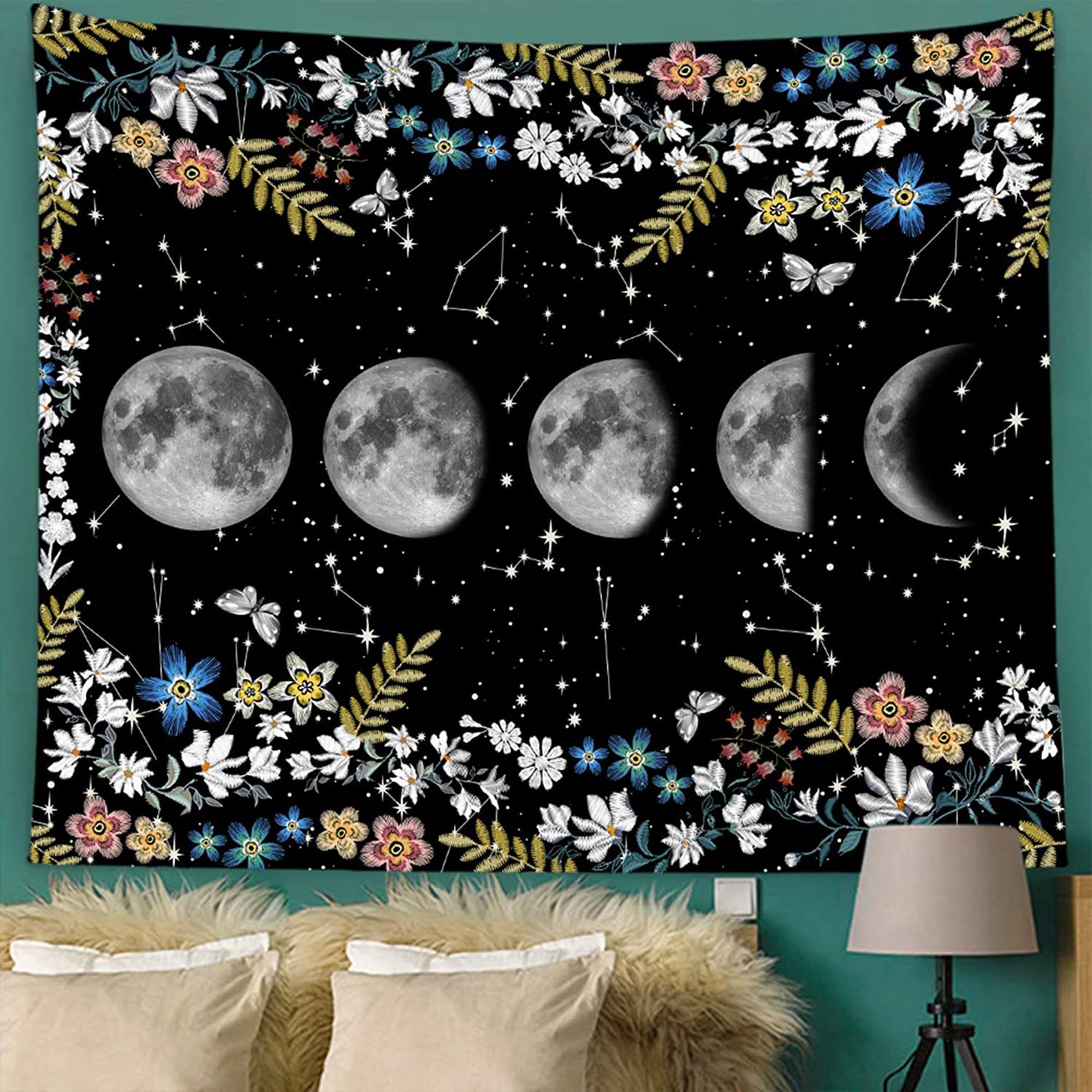 Moon Phases Tapestry Wall Hanging Tapestries Phases the Full | Etsy