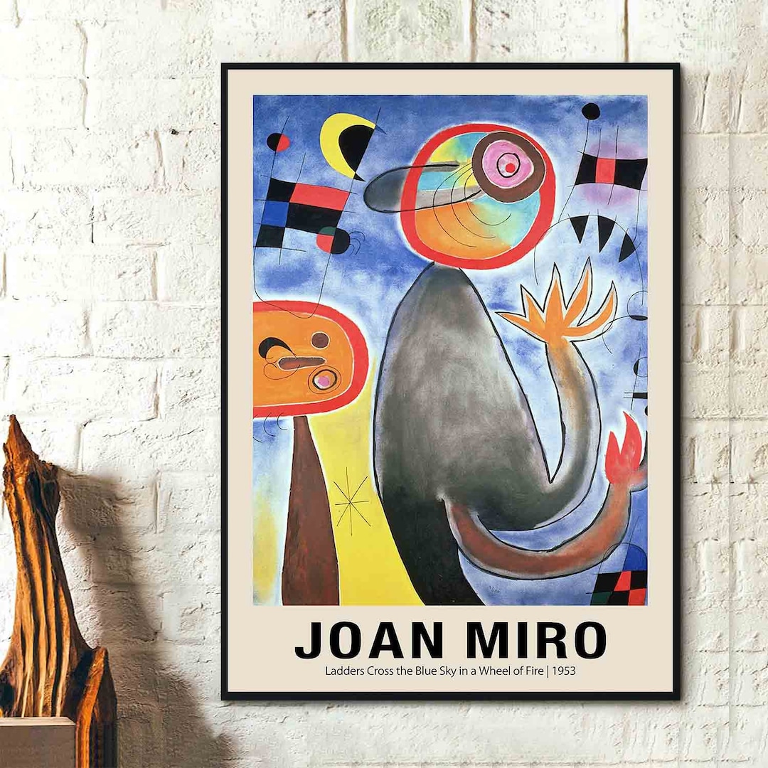 Joan Miro Print- Ladders Cross the Blue Sky in a Wheel of Fire 1953 ...