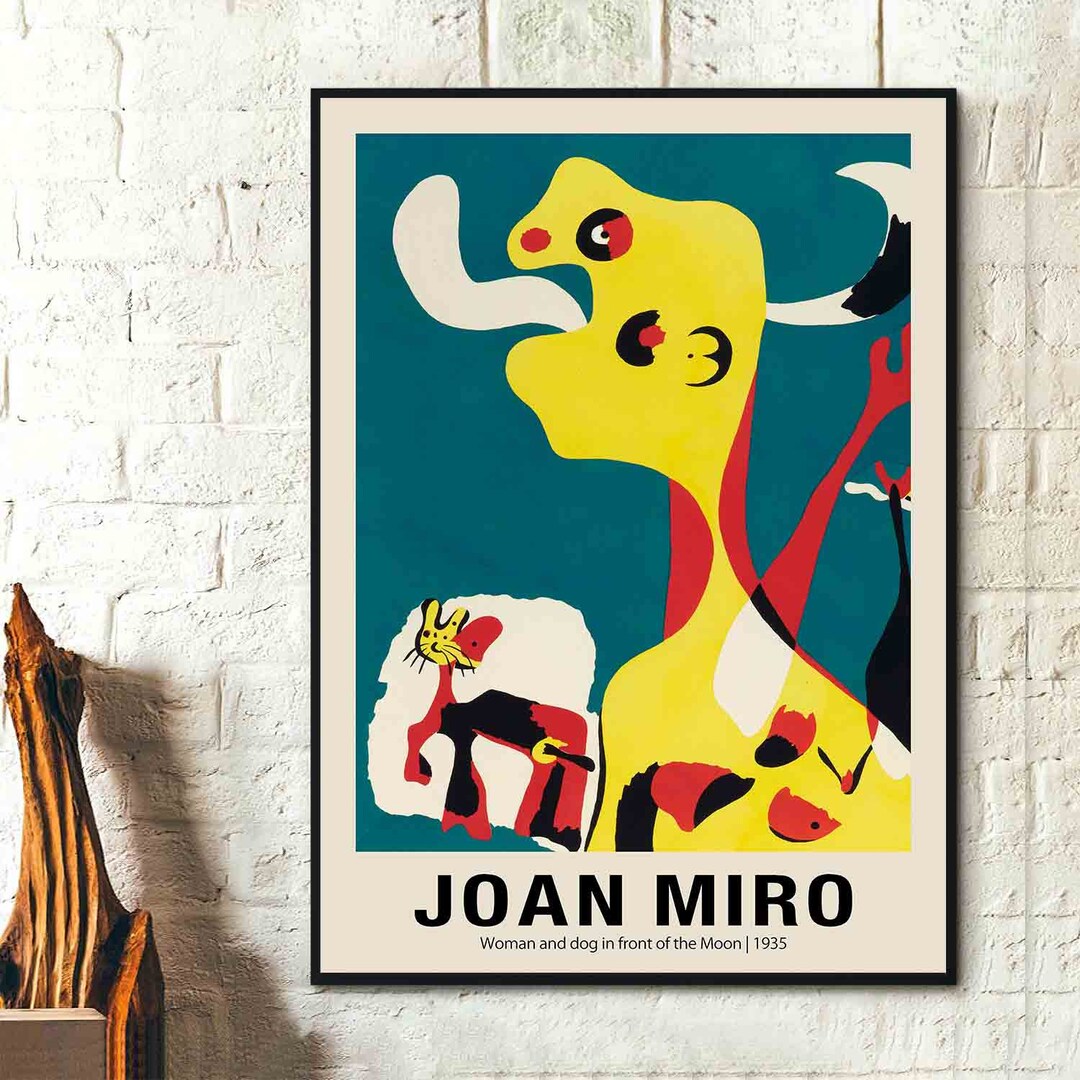 Joan Miro Print- Woman and Dog in Front of the Moon 1935 - Spanish ...