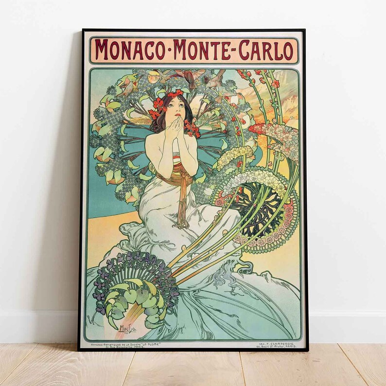 Alphonse Mucha Print- Monaco Monte Carlo 1897- Art Nouveau Poster ...